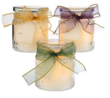 CandleImpressio Set of 3Scented 4" Flameless Jar Candles with Timers ...