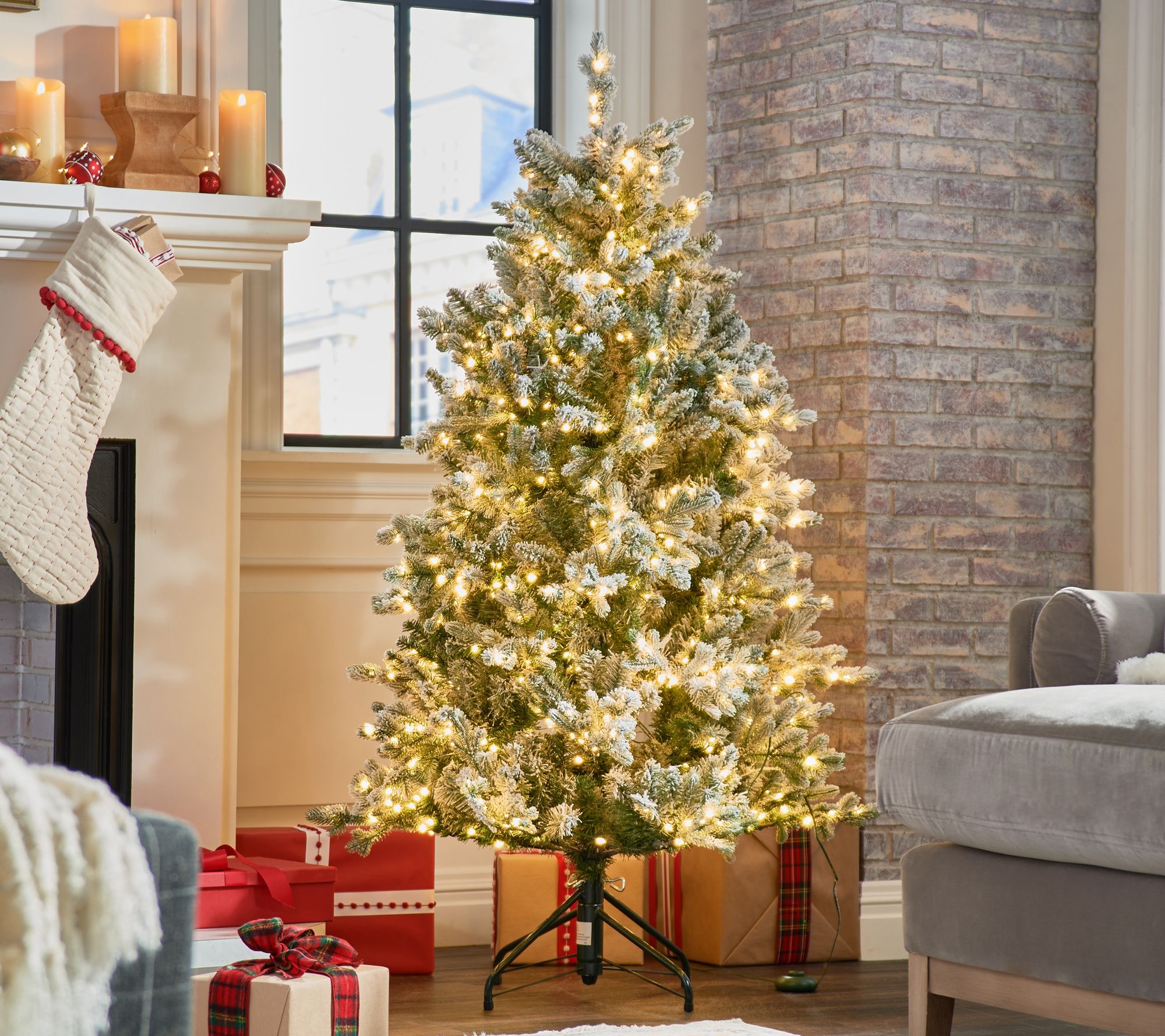 "As Is" Home Reflections 5' Flocked Color Flip Tree w/ Fairy Lights ...