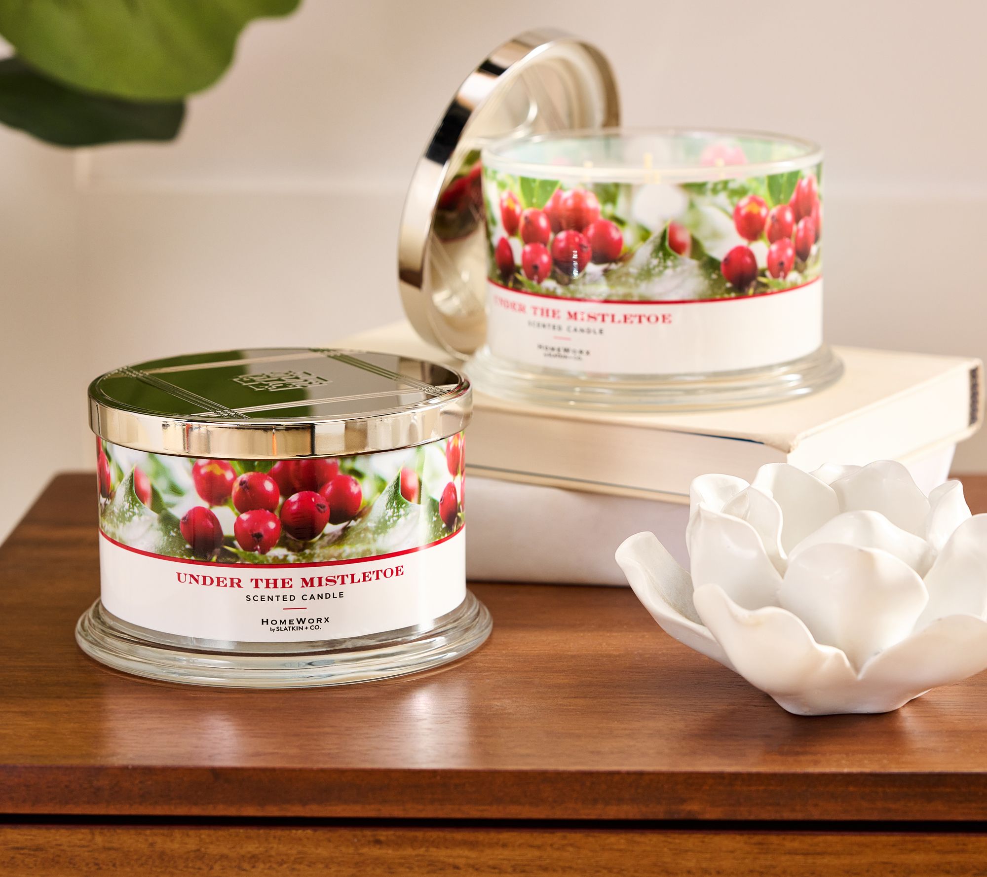 HomeWorx by Slatkin & Co. S/2 Under the Mistletoe 18oz Candles - QVC.com