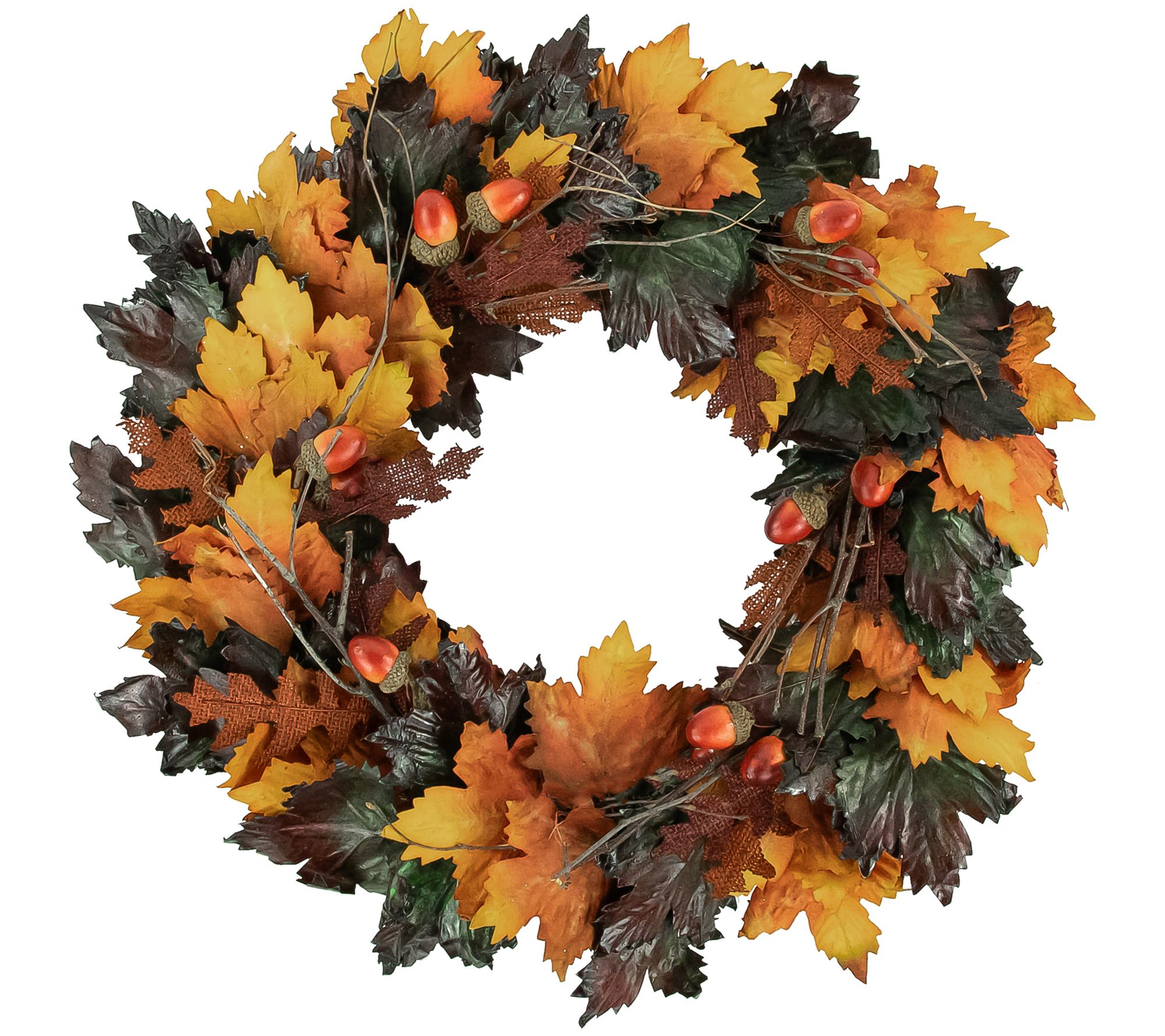 Northlight Autumn Harvest Leaves Wreath - 20" - QVC.com