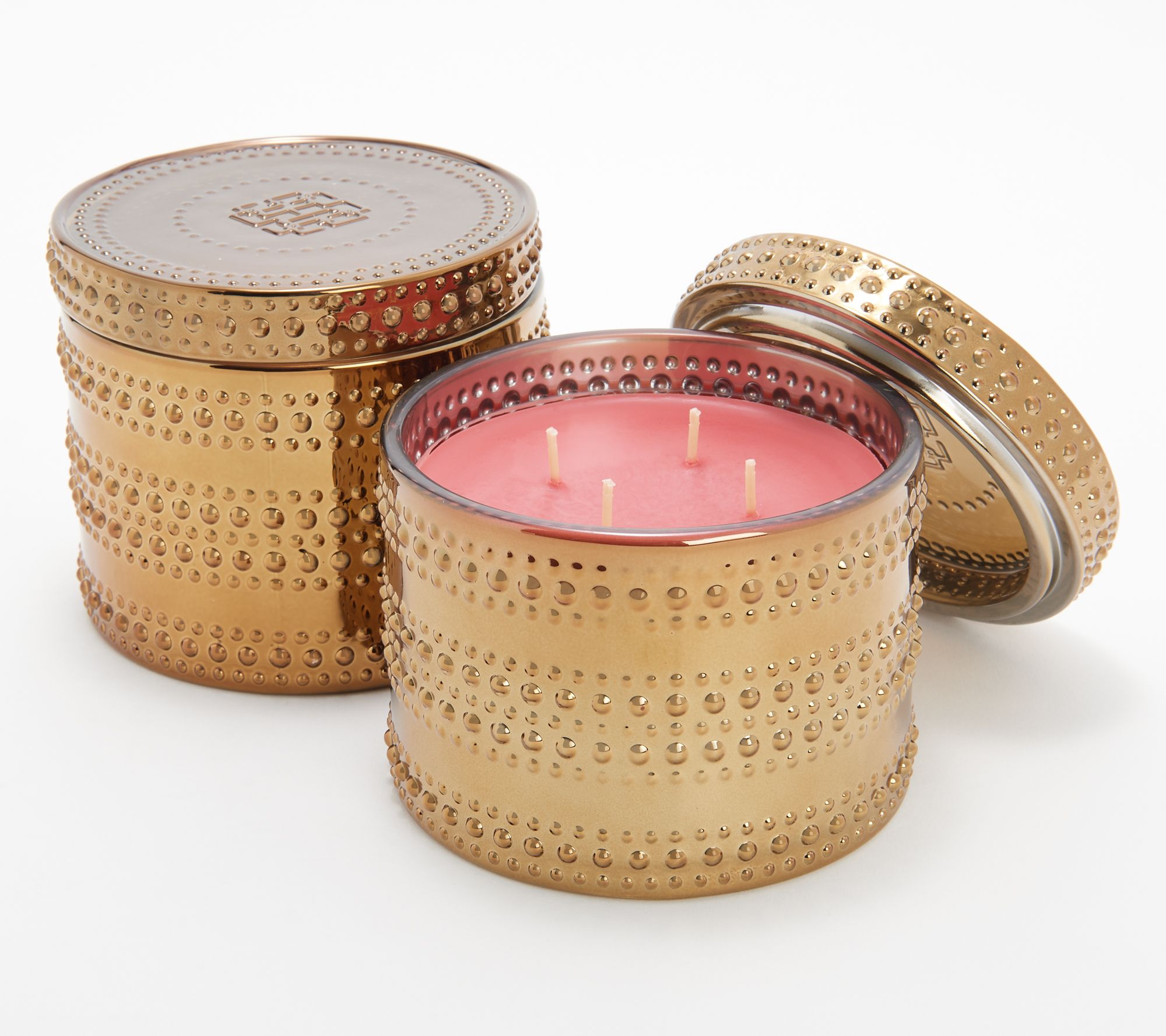 "As Is"HomeWorx by Slatkin & Co S/2 Woodland Cranberry HObnail Candles ...