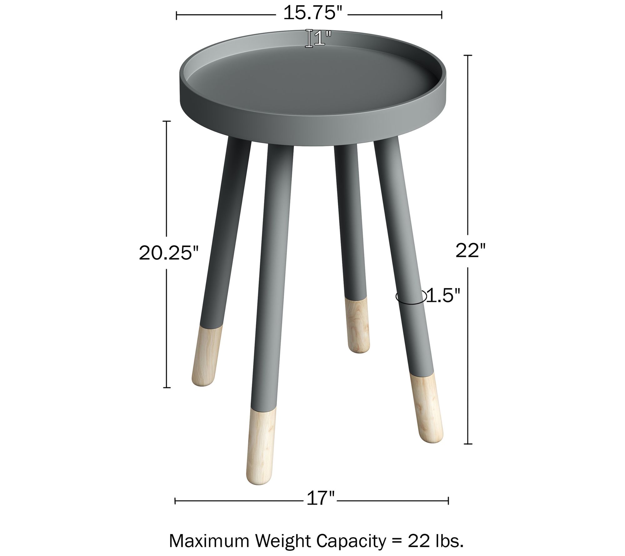 Lavish Home Round End Table Wooden Mid-CenturySide Table - QVC.com