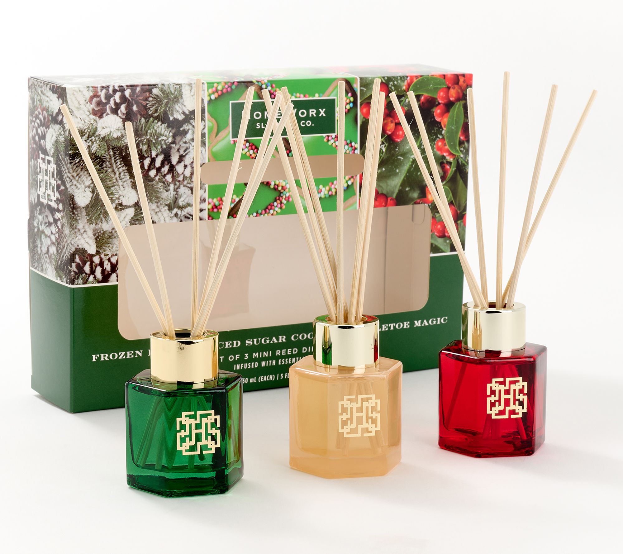 HomeWorx by Slatkin + Co. 3-Piece Holiday Reed Diffuser Gift Set - QVC.com