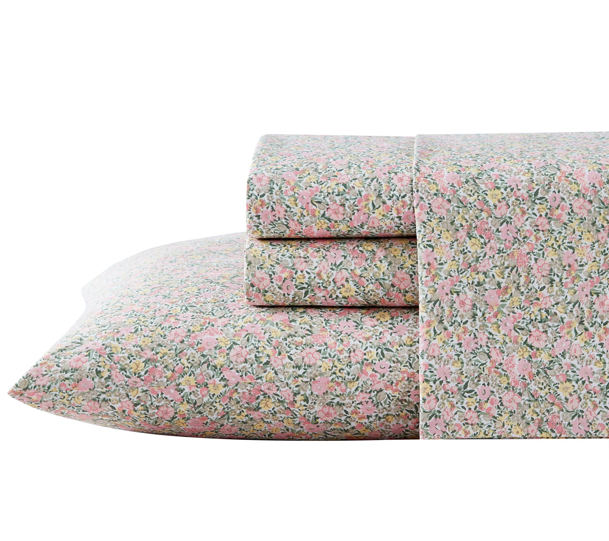 Laura Ashley Lo veston Pink Cot ton Queen Sheet Set - QVC.com