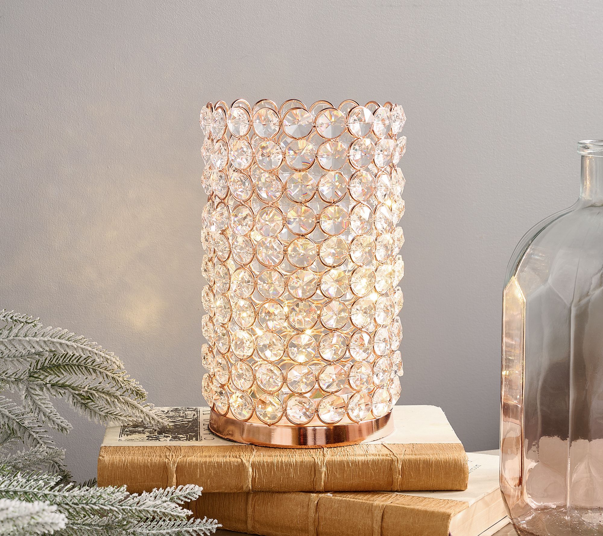 "As Is" 9" Illuminated Faceted Glass Hurricane by Valerie - QVC.com