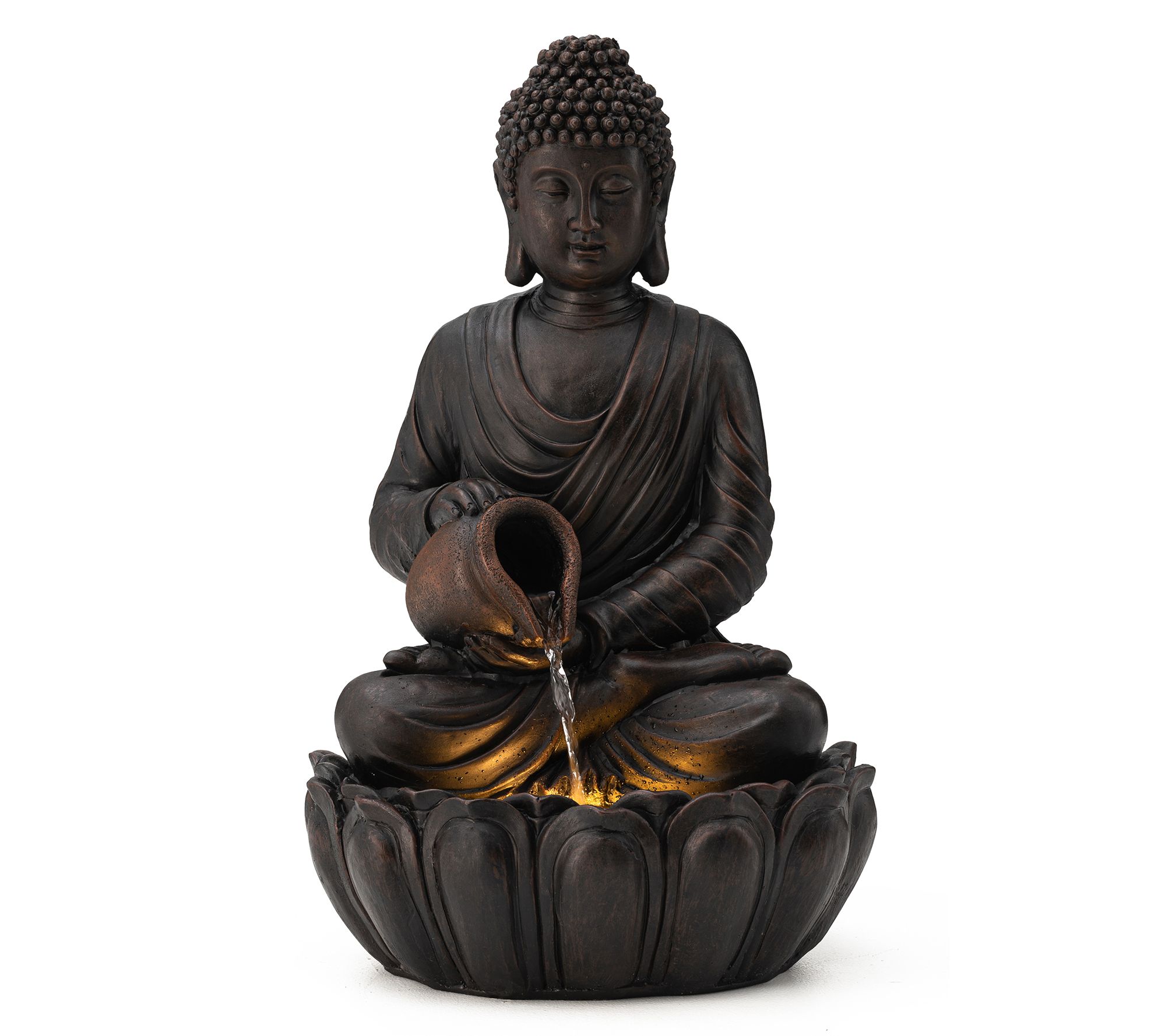 Glitzhome 21" Zen-Style LED Buddha Statue Outdoor Fountain - QVC.com