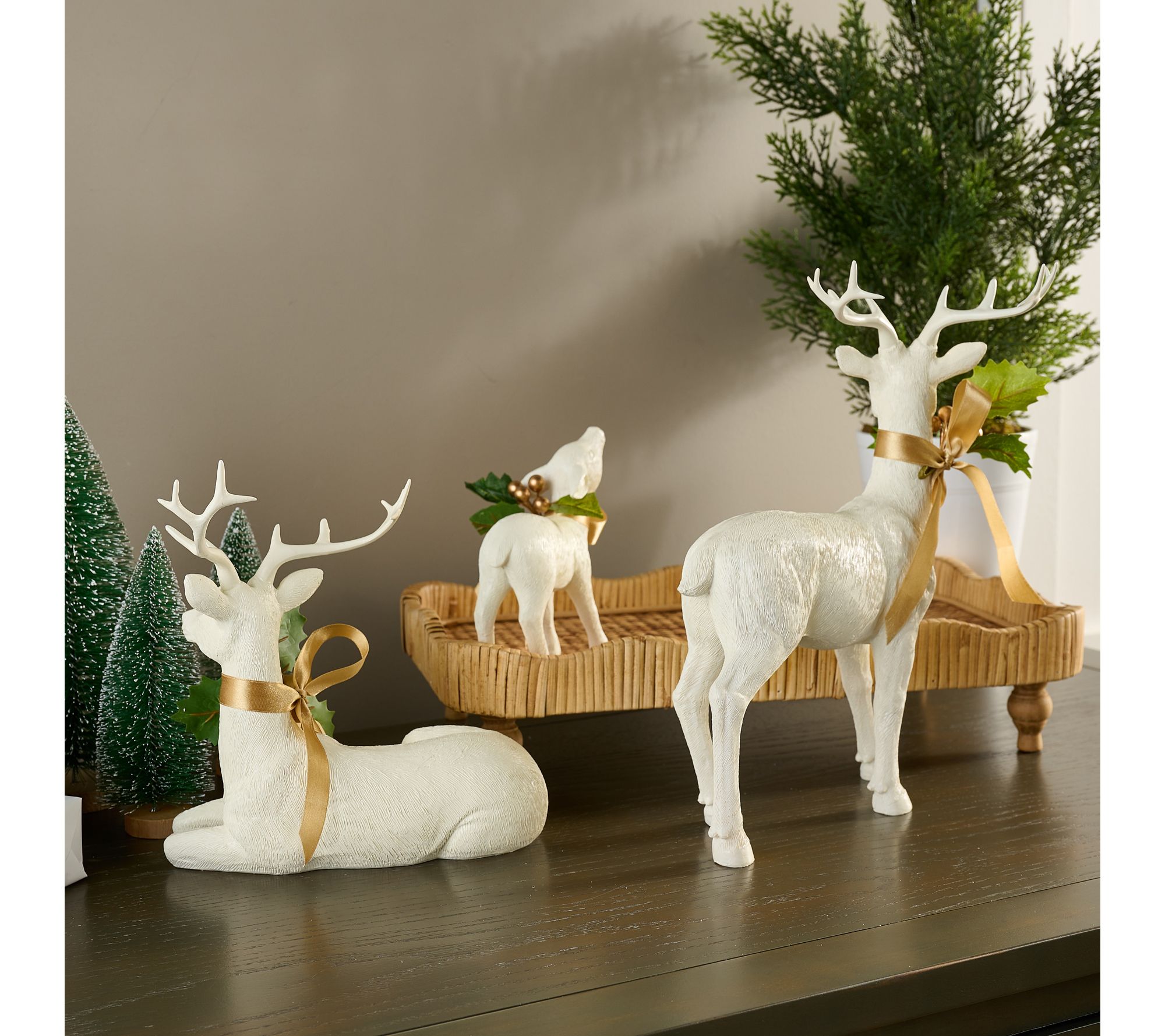 Set of 3 Festive Tabletop Reindeer by Kim Gravel - QVC.com