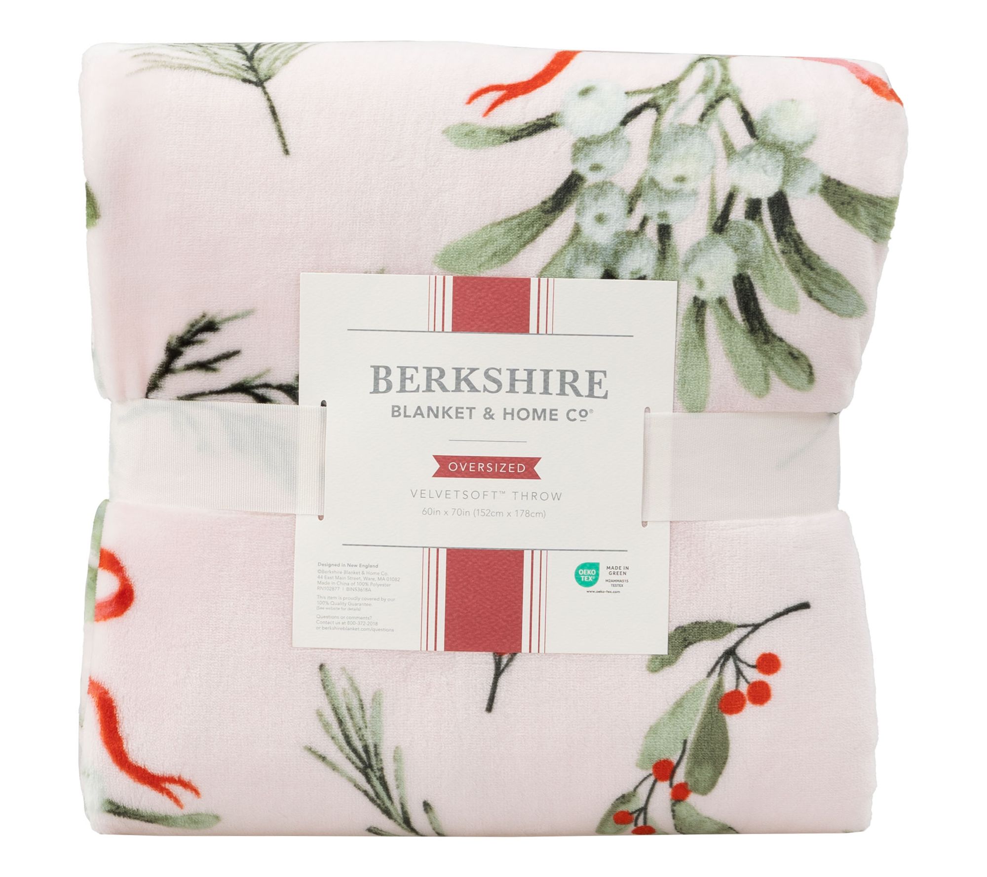 Berkshire Holiday Winter Floral 60x70 Plush Throw - QVC.com