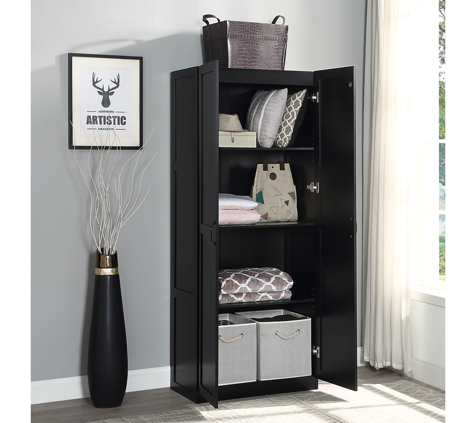 Manhattan Comfort Hopkins Storage Closet 4 Adjustable Shelves - QVC.com