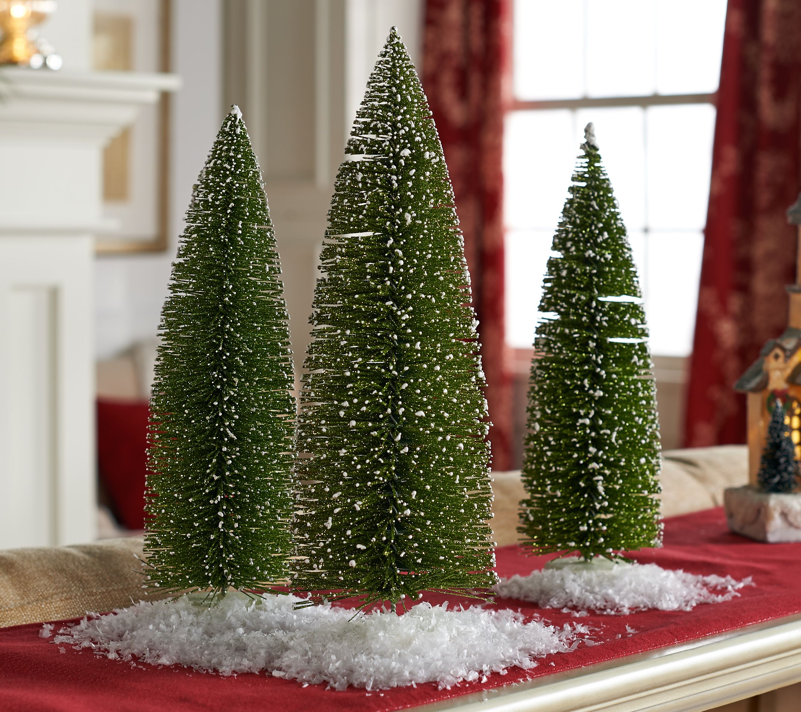 "As Is" Set of 3 Graduated Bottlebrush Trees by Valerie - QVC.com