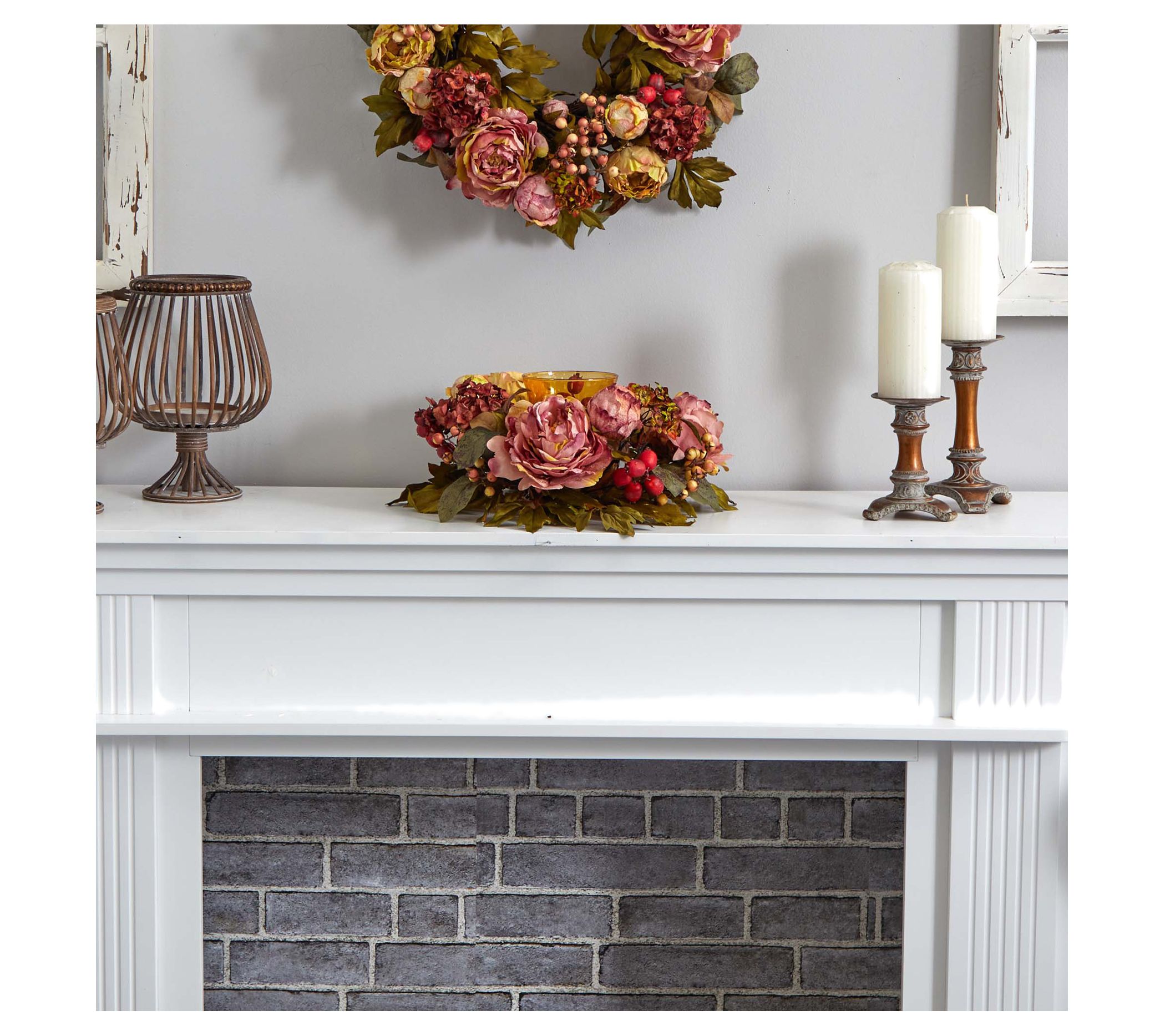 Peony Hydrangea Candelabrum by Nearly Natural - QVC.com