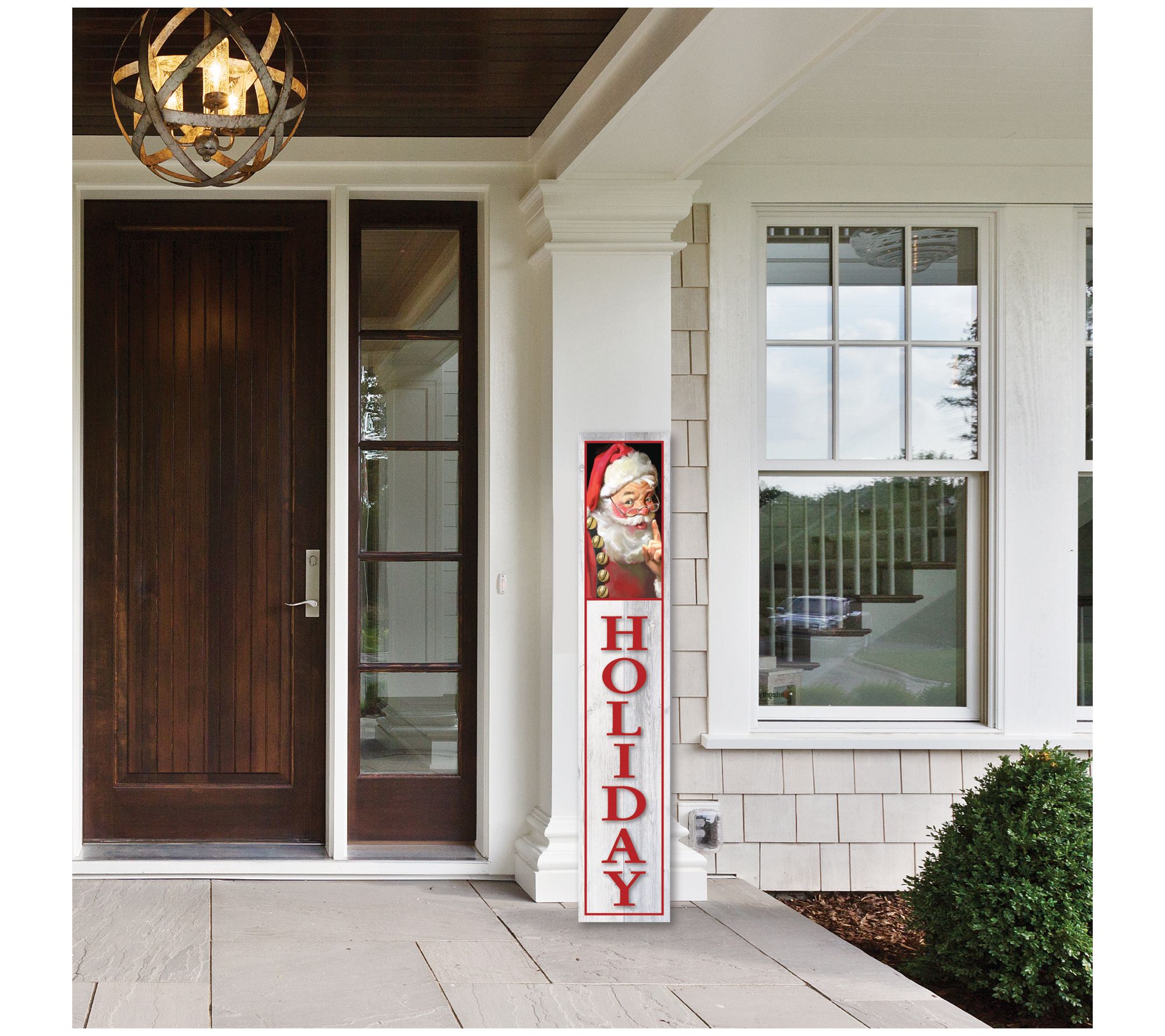 Autumn II & Shhh Santa Holiday 9x48 Double-Sided Porch Sign - QVC.com