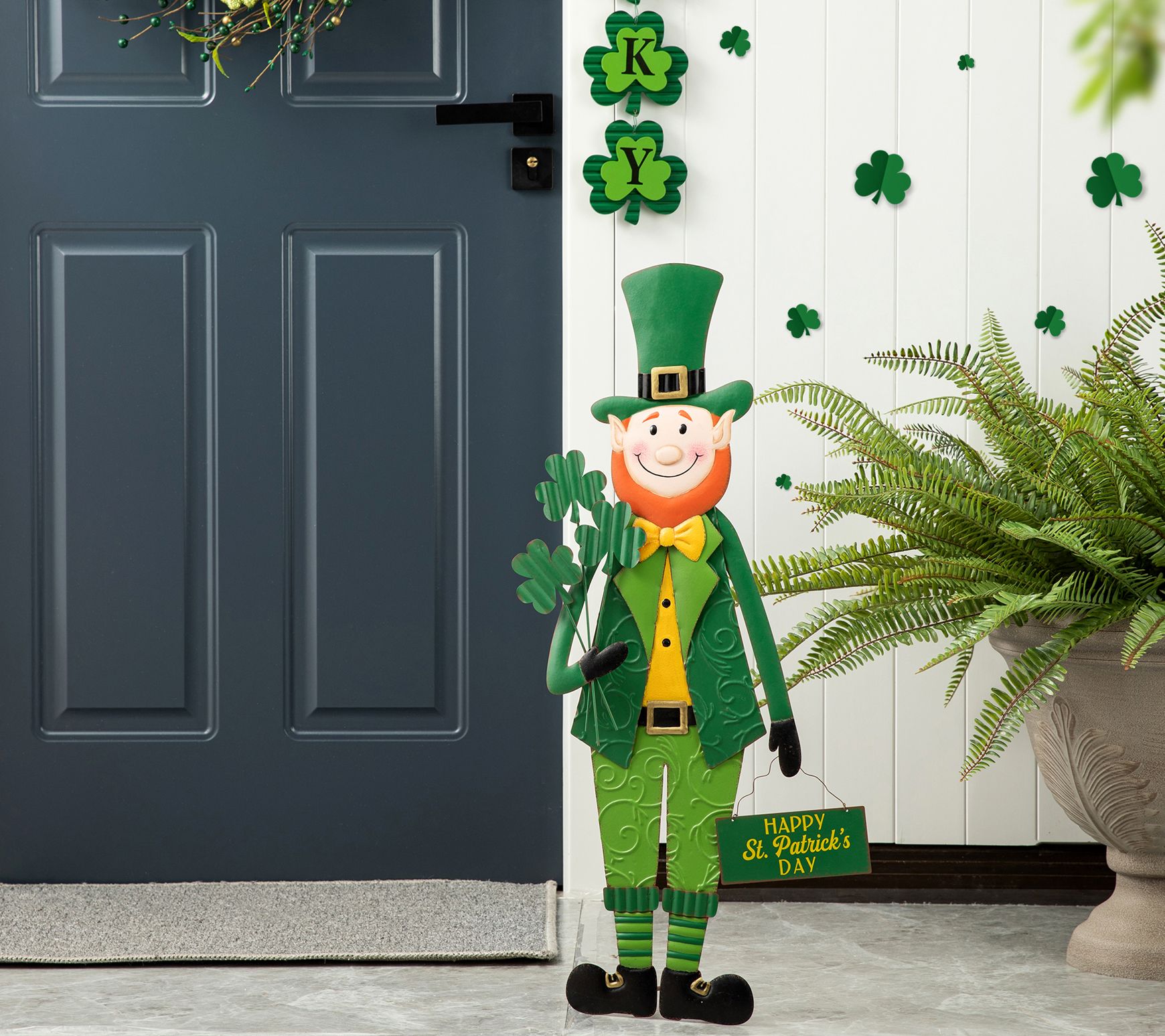 Glitzhome 36" St. Patrick's Metal Leprechaun Yard Stake - QVC.com