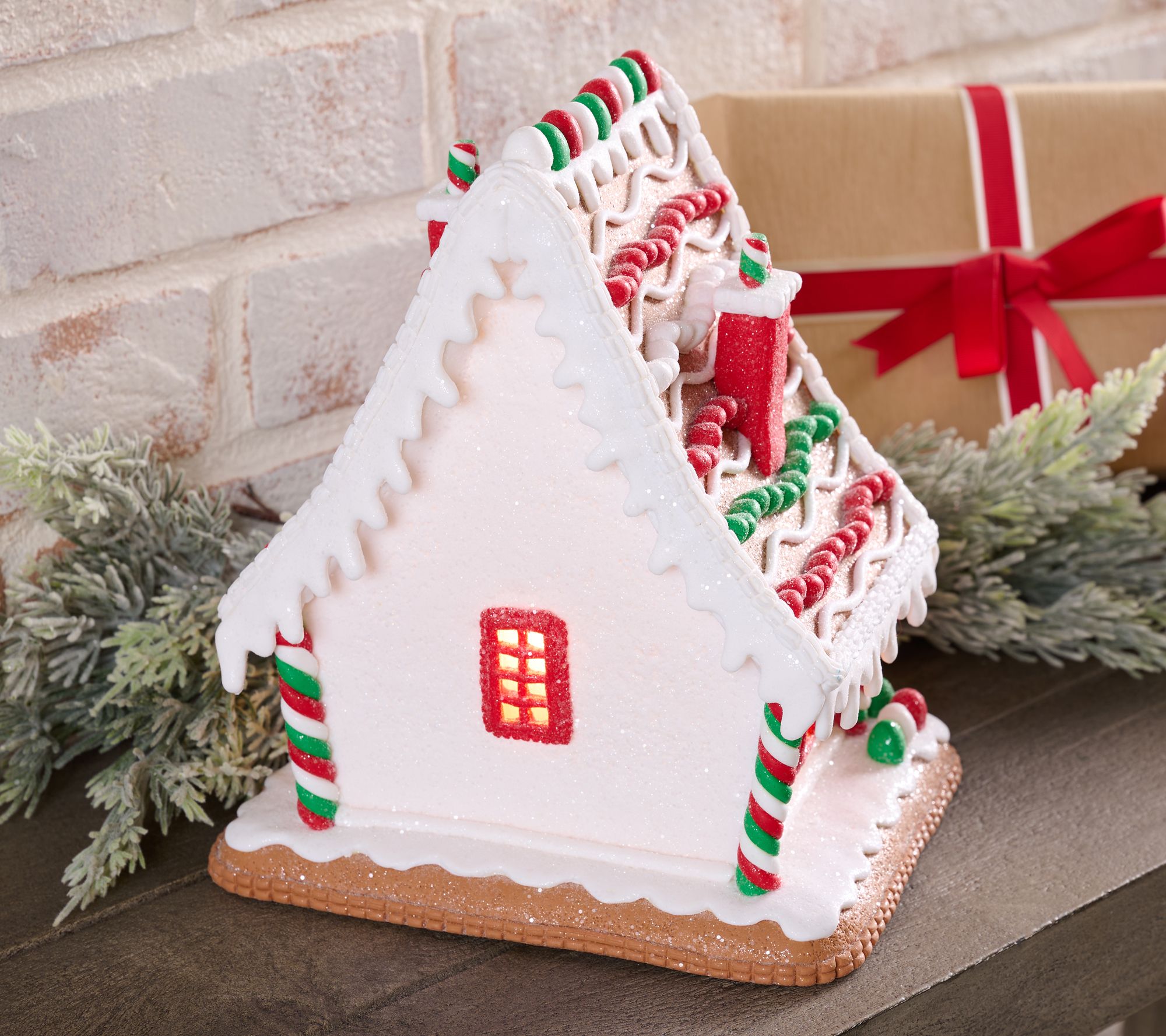 Lit Cottage Collection Gingerbread Penguin House by Valerie - QVC.com