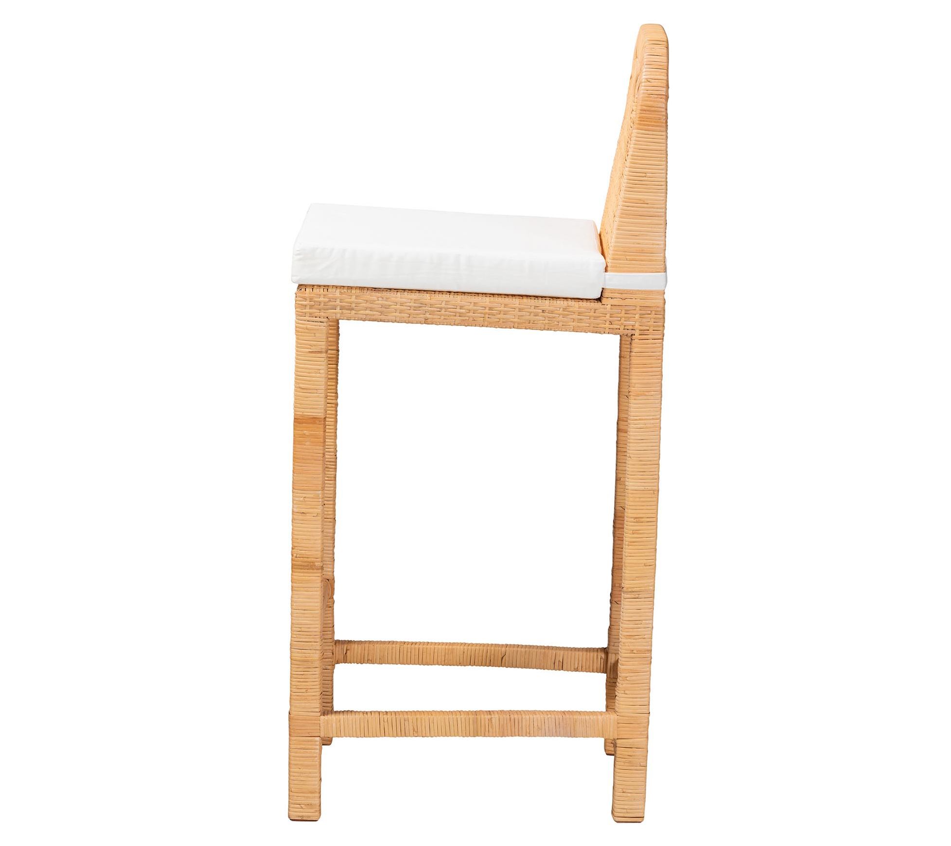 bali & pari Zariah Brown Rattan and Mahogany Wood Bar Stool - QVC.com