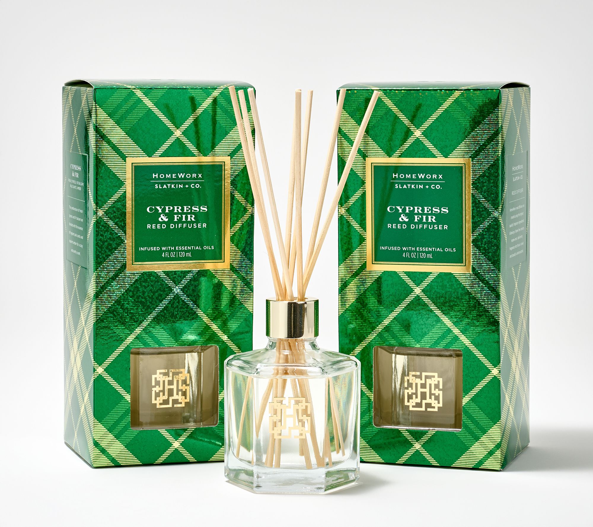 HomeWorx by Slatkin + Co. Set of 2 Cyprus & Fir Reed Diffusers - QVC.com