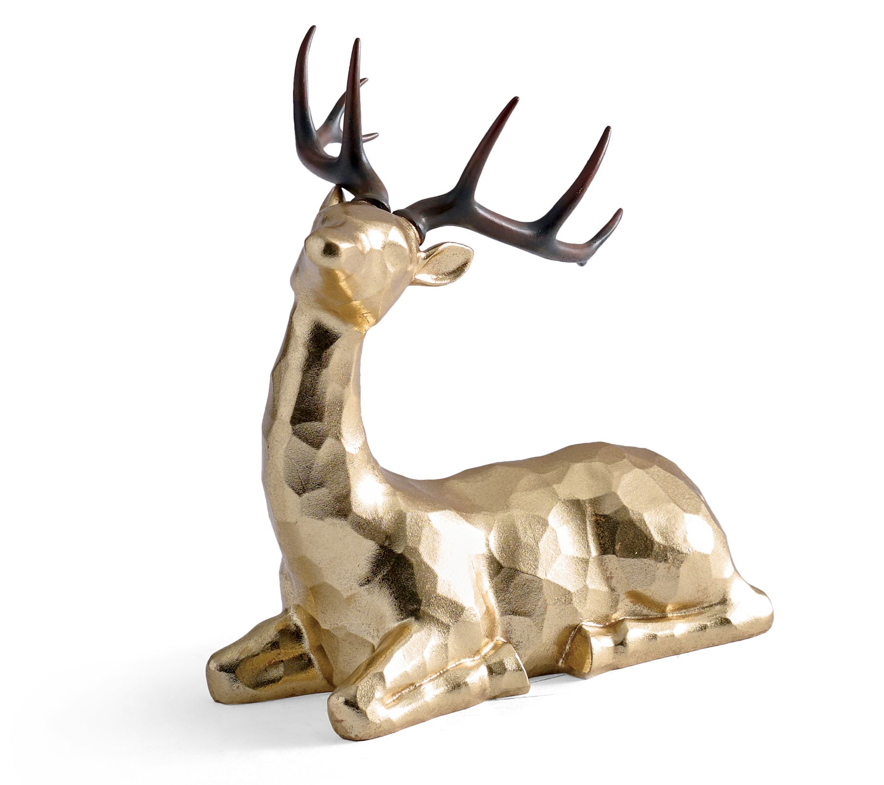 Grandin Road Hammered Gold Sitting Deer - QVC.com