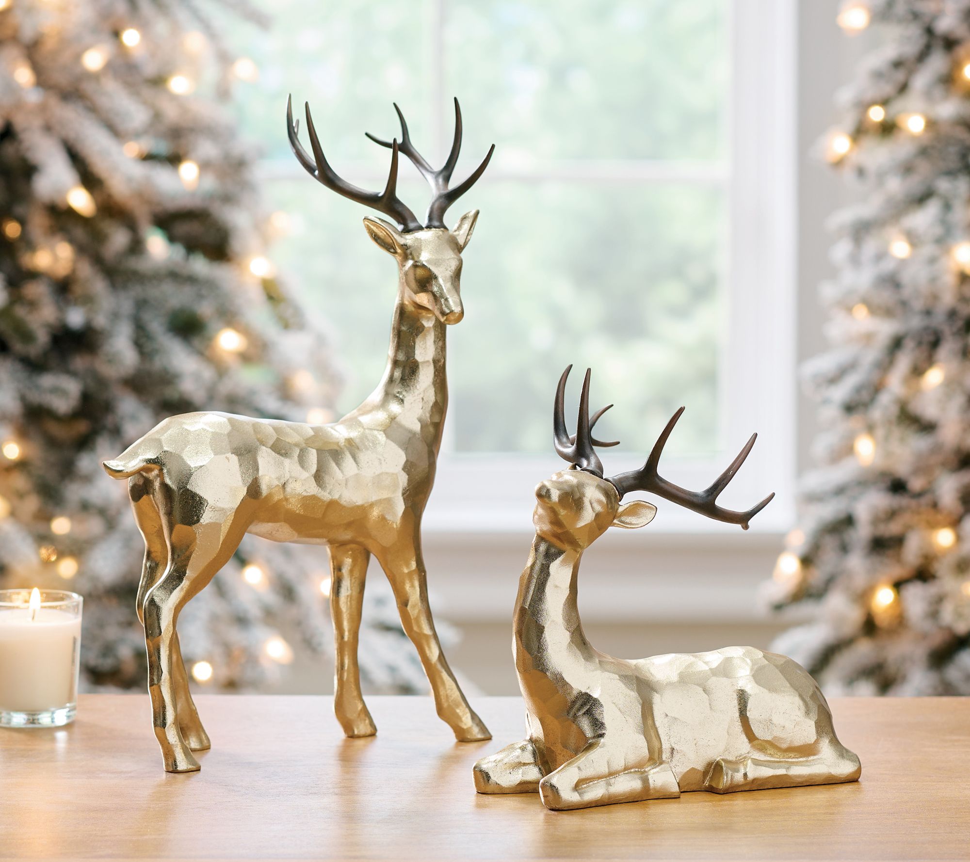 Grandin Road Hammered Gold Sitting Deer - QVC.com