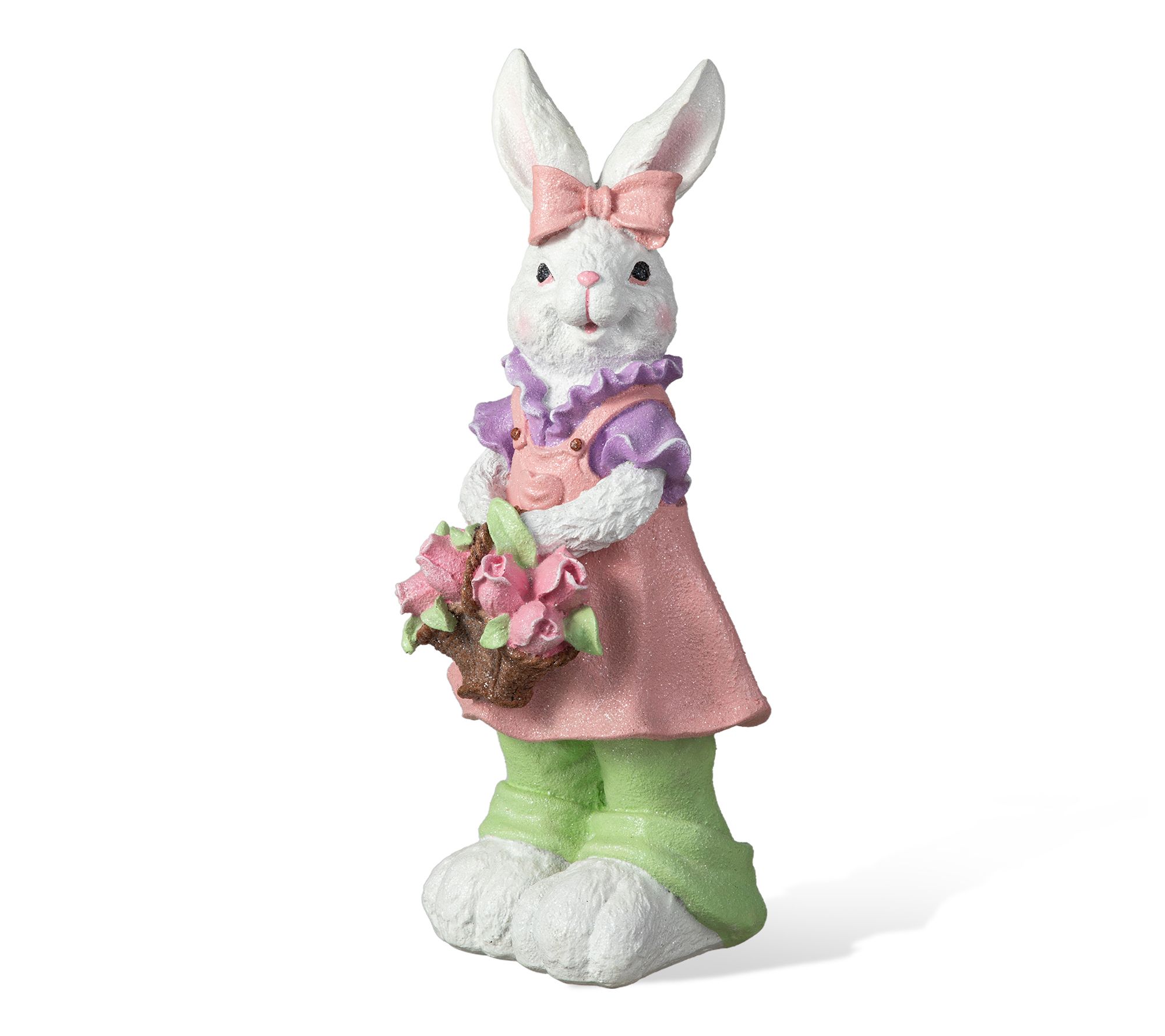 Glitzhome 17.5"H Easter Bunny with Flower Basket Table Decor - QVC.com