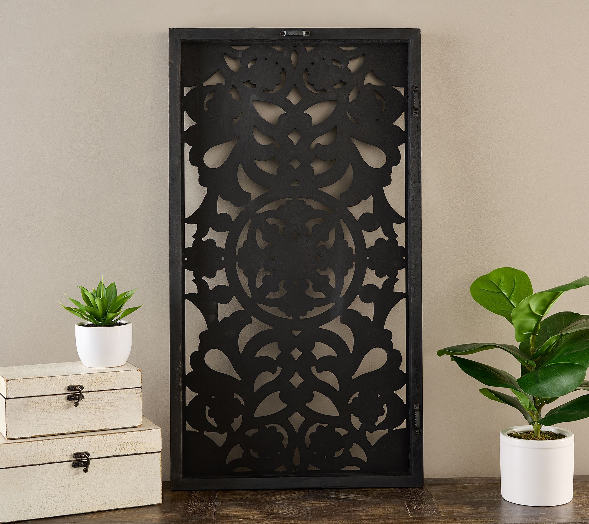 "As Is" 31" Rectangular Carved Wooden Wall Art by Valerie - QVC.com