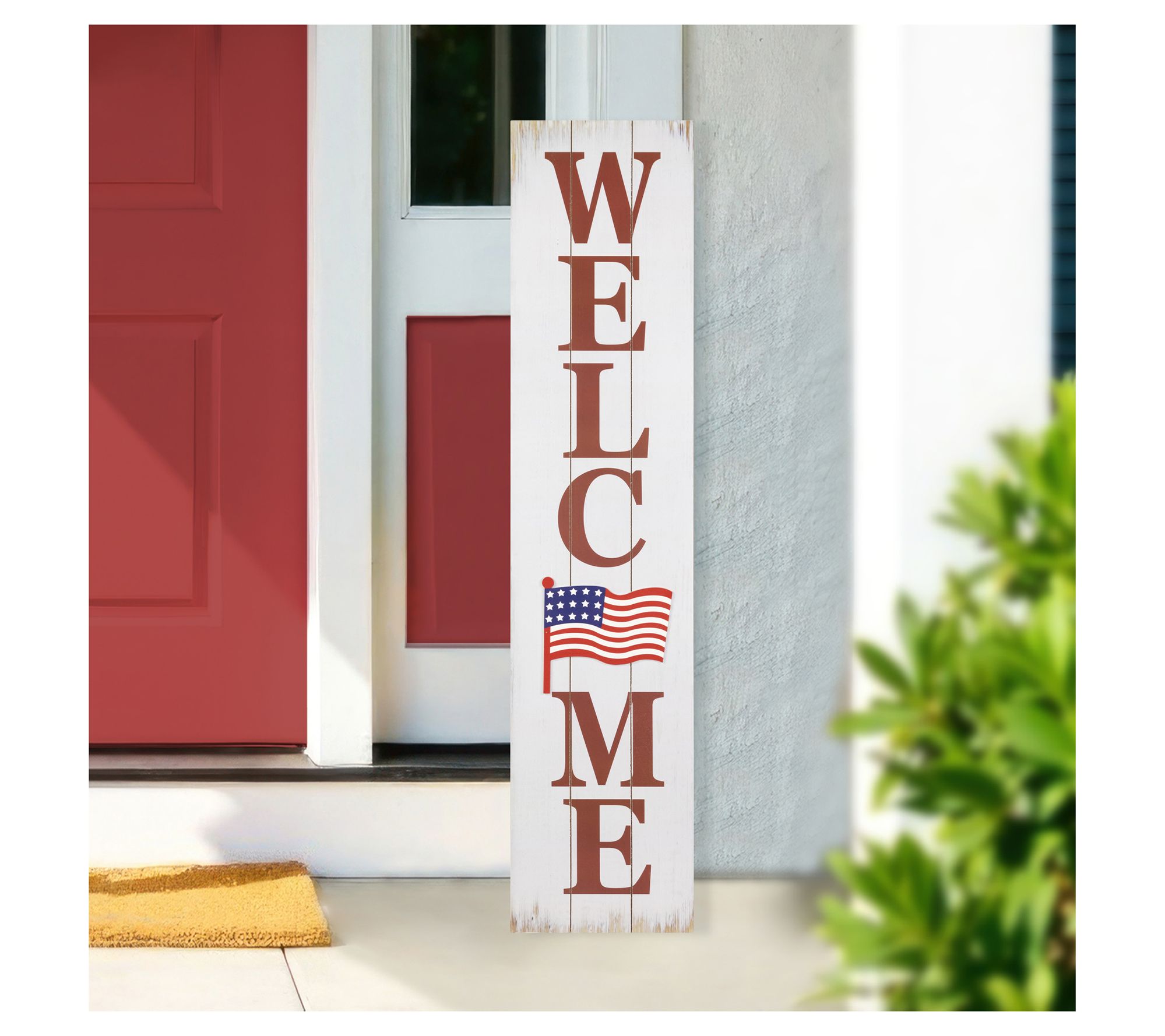 Northlight Welcome USA Flag Porch Board Sign Decoration - 36" - QVC.com