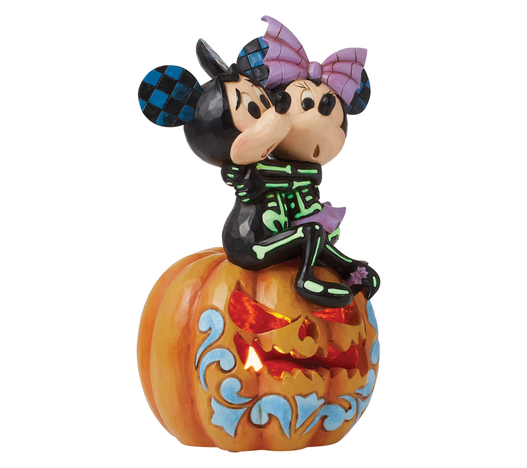 Jim Shore Disney Traditions Mickey & Minnie Scared Skeletons - QVC.com