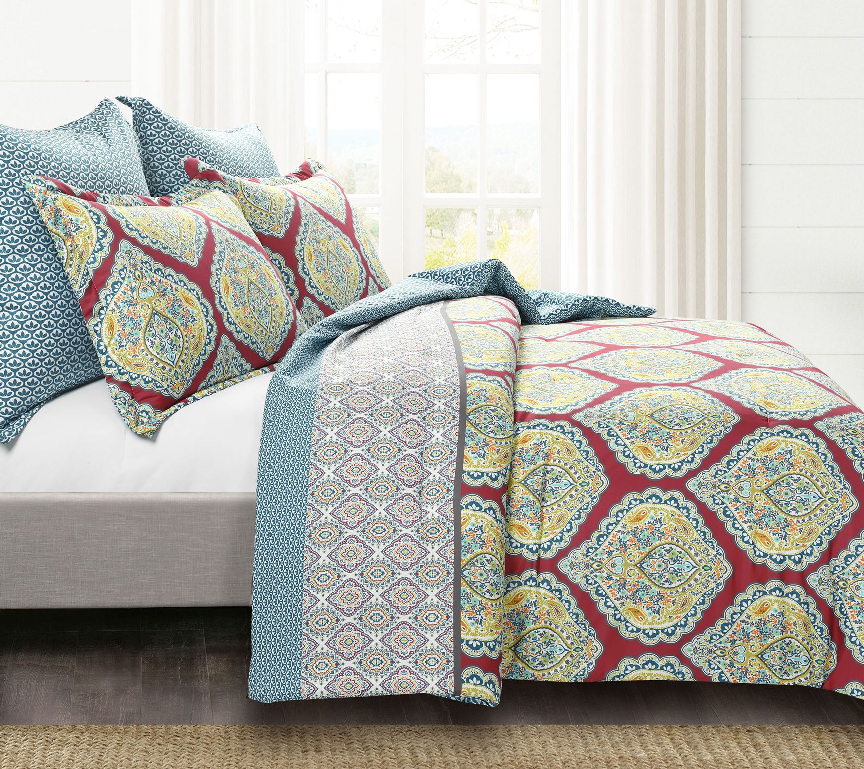 Harley Damask Comforter Set 5-pc KG - QVC.com