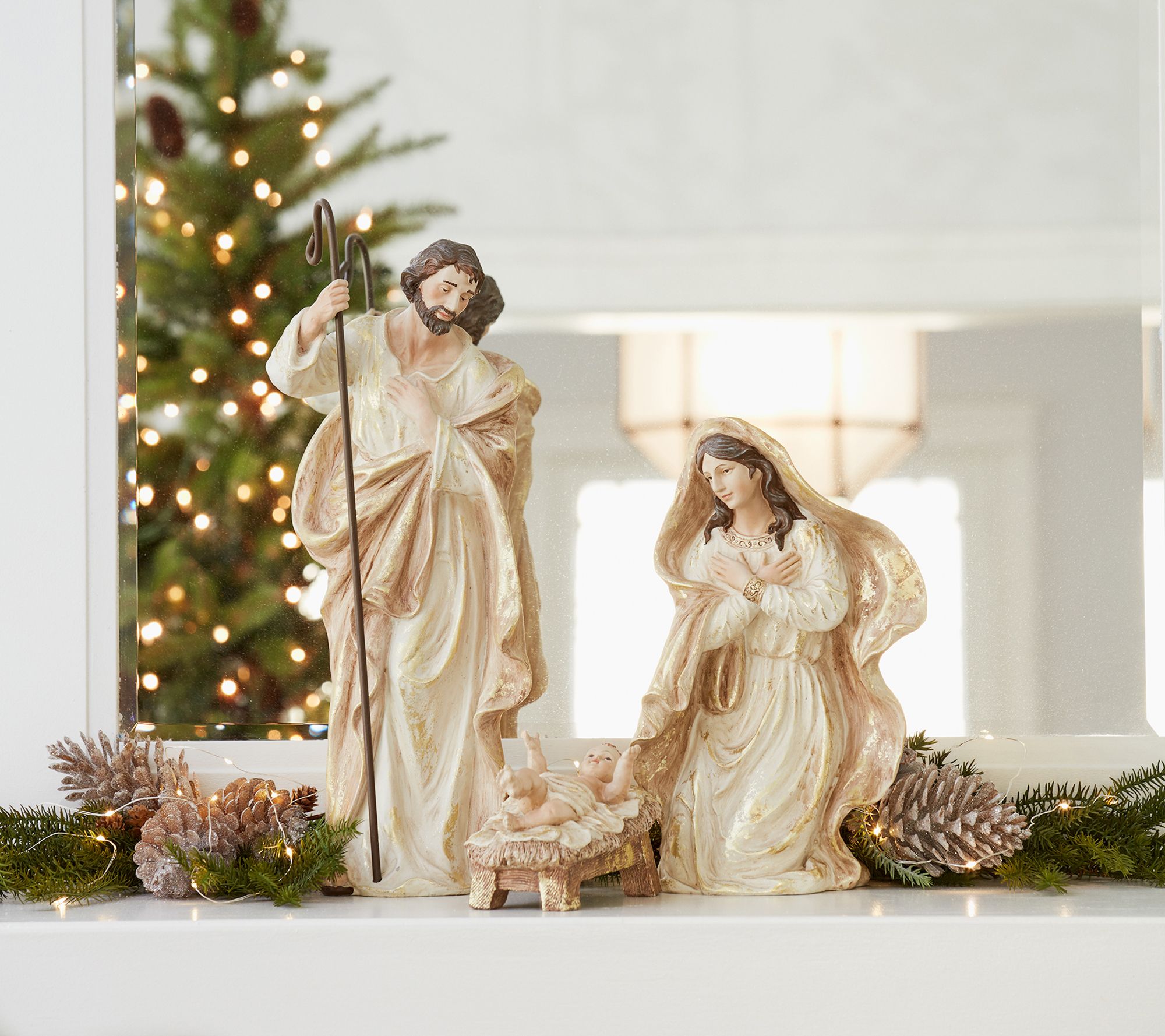 Melrose Nativity Holy Family Figurines w/Gold Accents (S/3) - QVC.com
