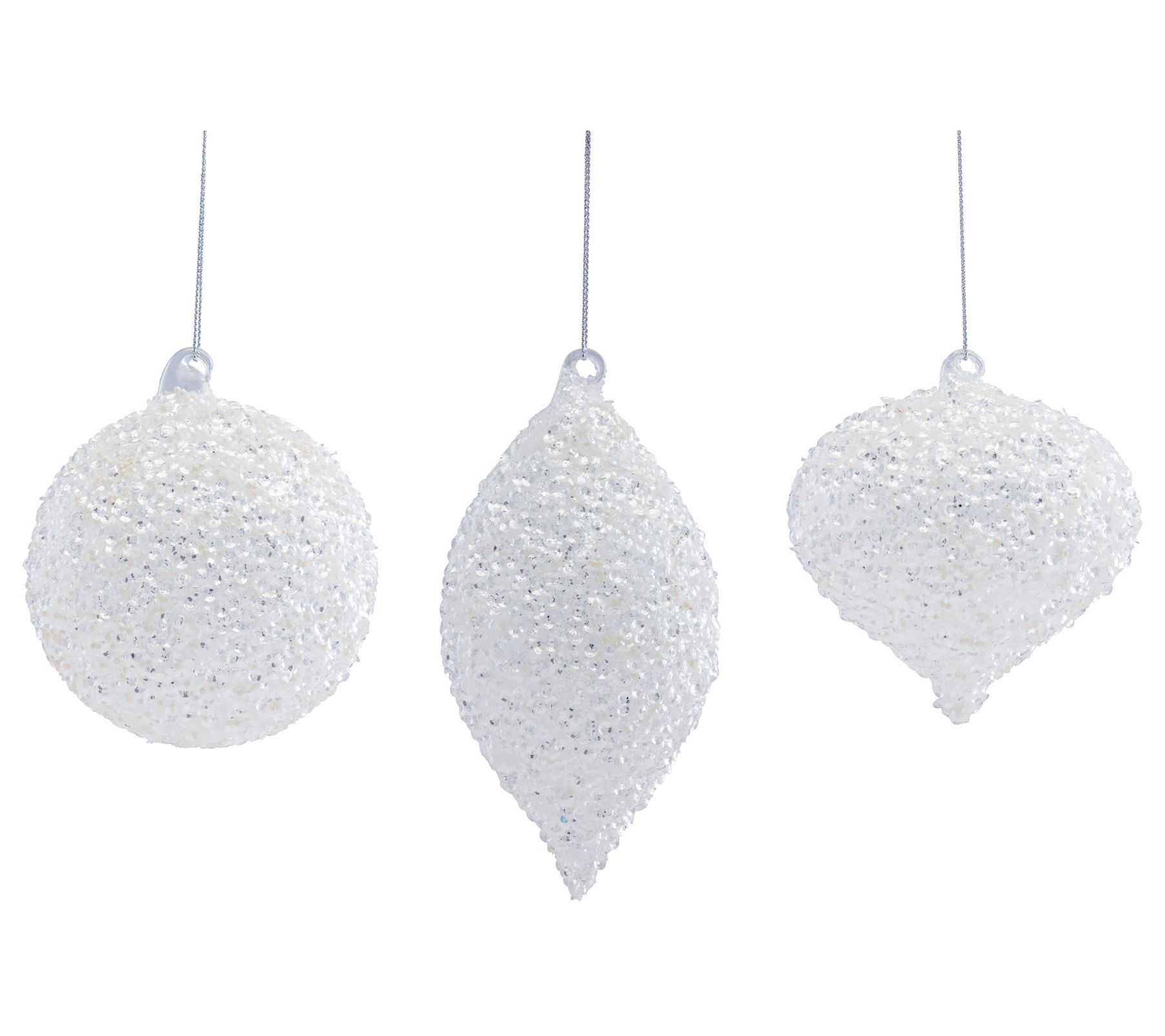 Melrose Silvertone Beaded Glass Tree OrnamentsSet of 6) - QVC.com