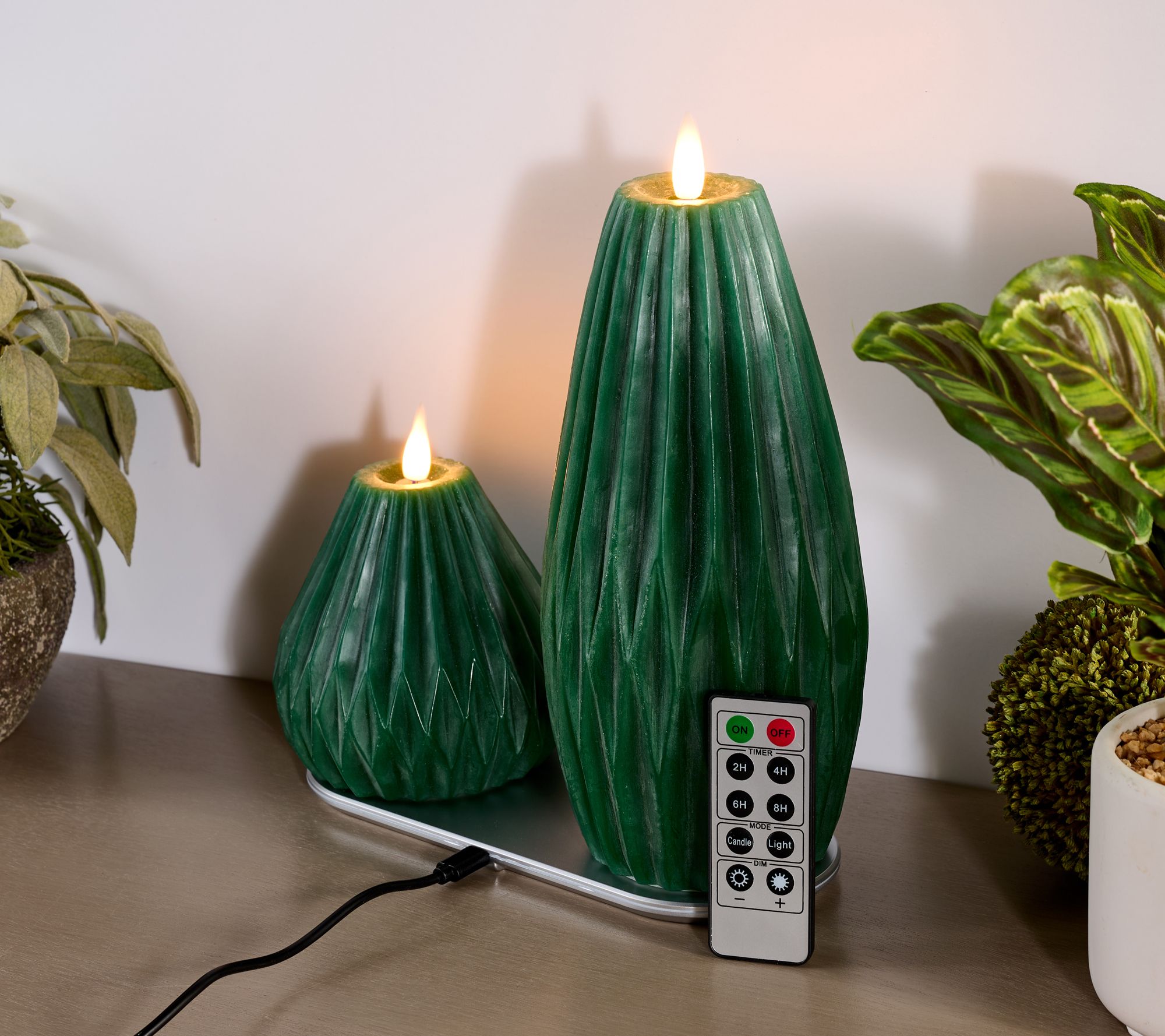Home Bliss S/2 Figural Wax Rechargeable Flameless Candles - QVC.com