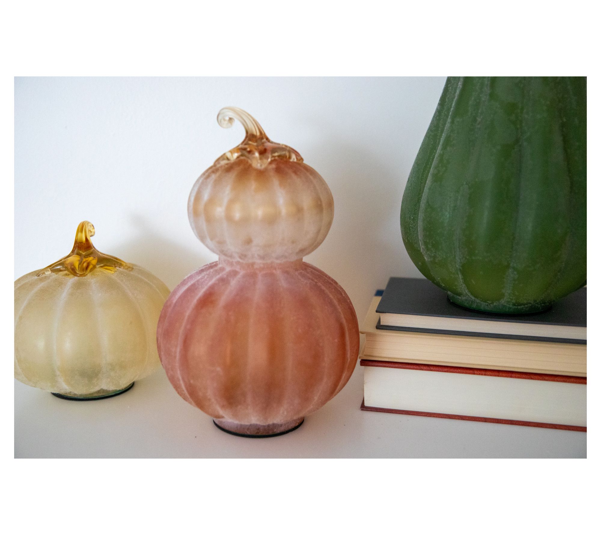 10.5" Frosted Glass Pumpkin Stack by Lauren McBride - QVC.com