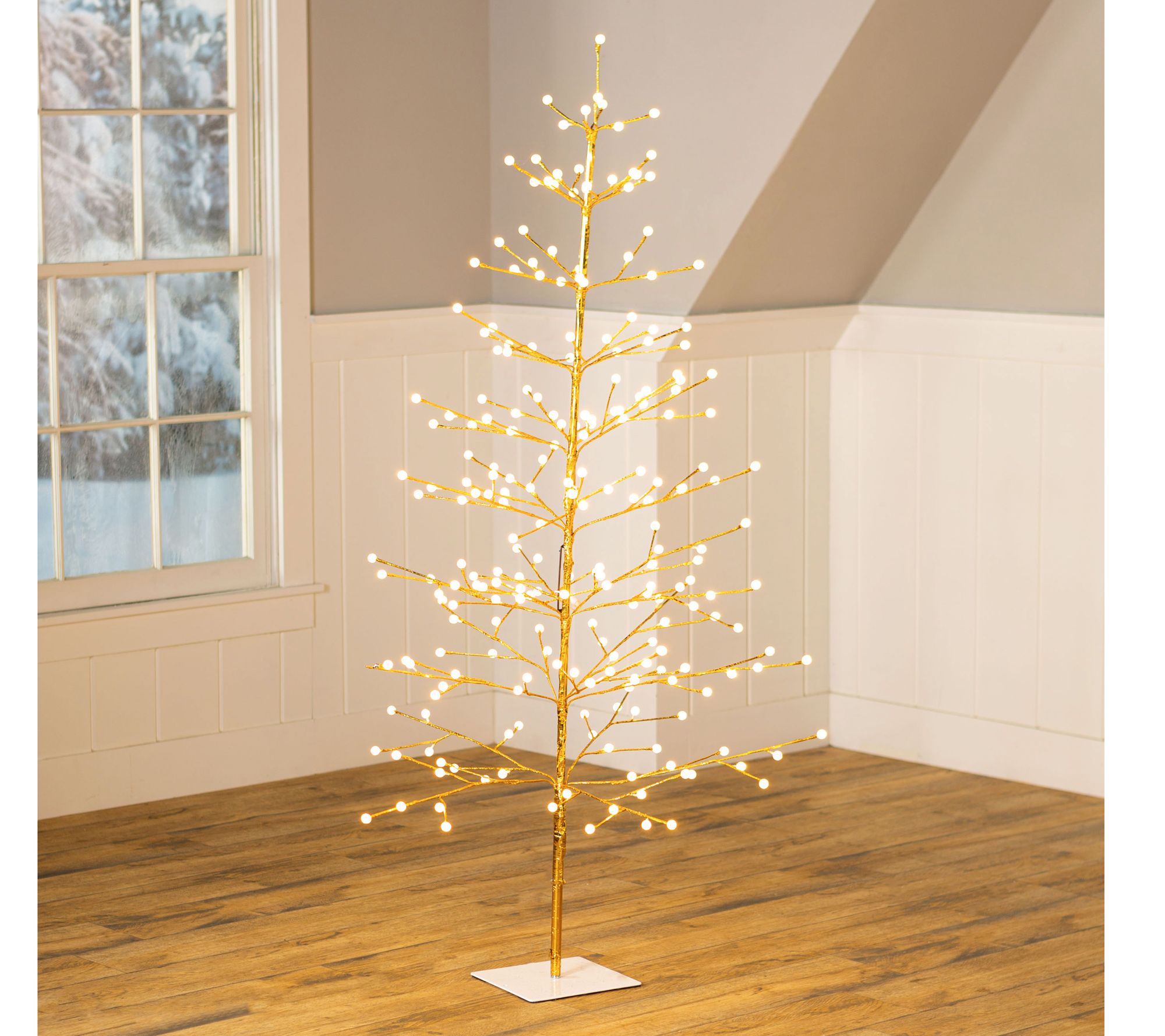 Evergreen 6' Indoor/Outdoor Gold Tree w/ 240 Warm White Lights - QVC.com
