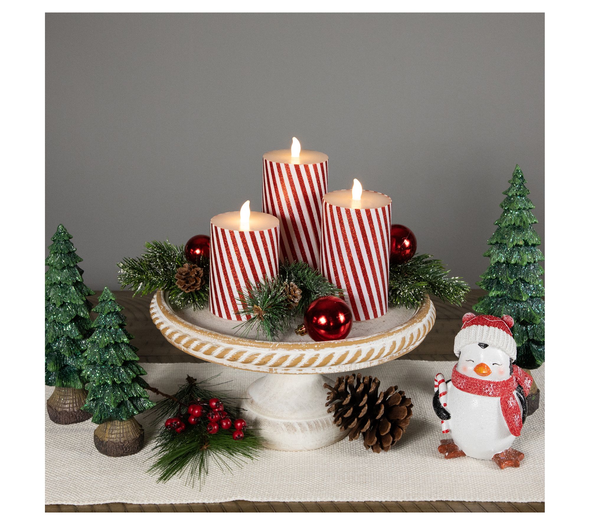 Northlight 6" LED Flameless Christmas Pillar Candles 3-Piece - QVC.com
