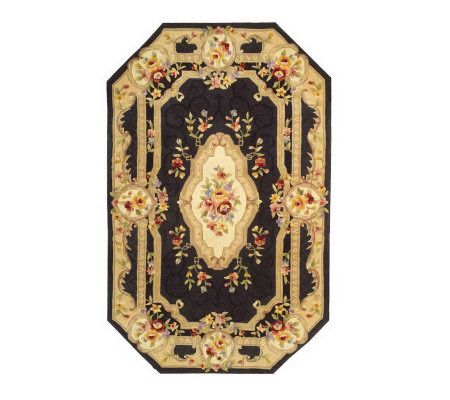 Royal Palace Beveled Edge Savonnerie 4'x6' Handmade Wool Rug - QVC.com