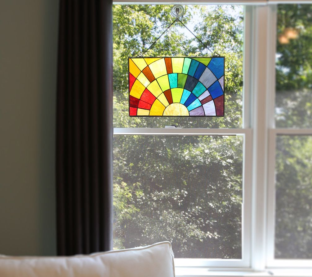 River of Goods 12"H Stained Glass Ray of Sunshine Window Pane - QVC.com