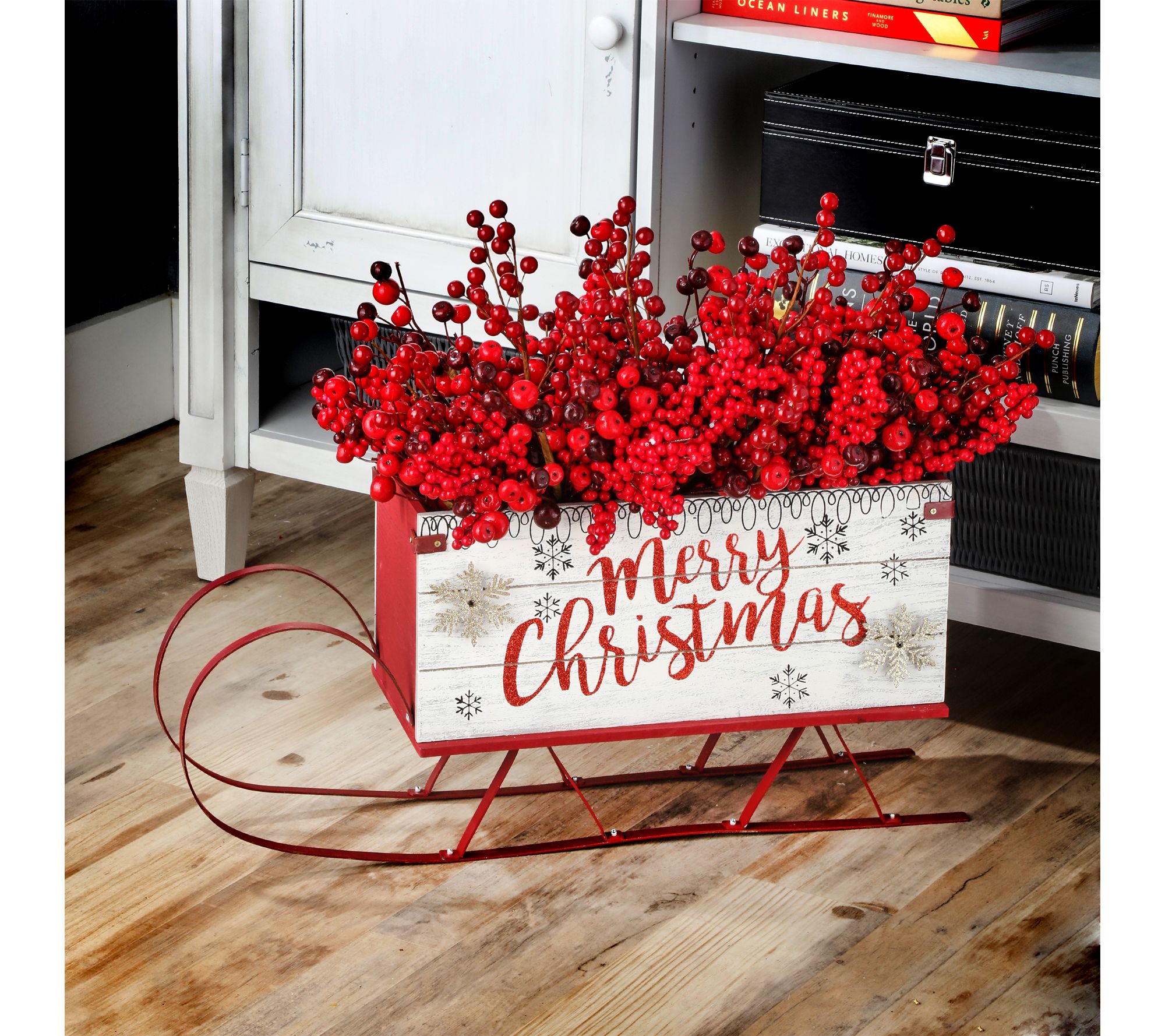 Merry Christmas 26" Sleigh by Valerie - QVC.com