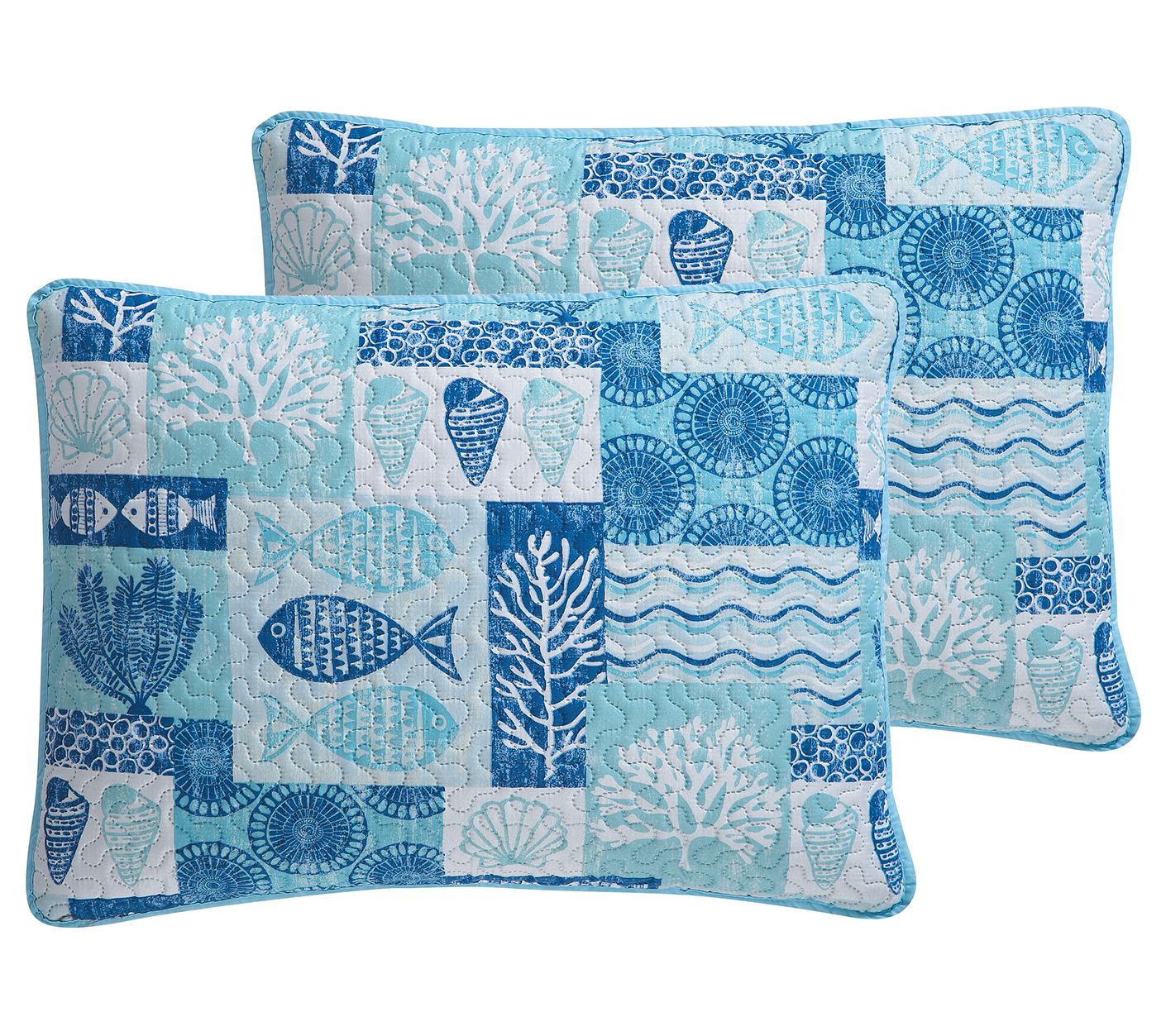 VCNY Home Patchwork Sea Life Reversible Quilt St- Full/ Queen - QVC.com