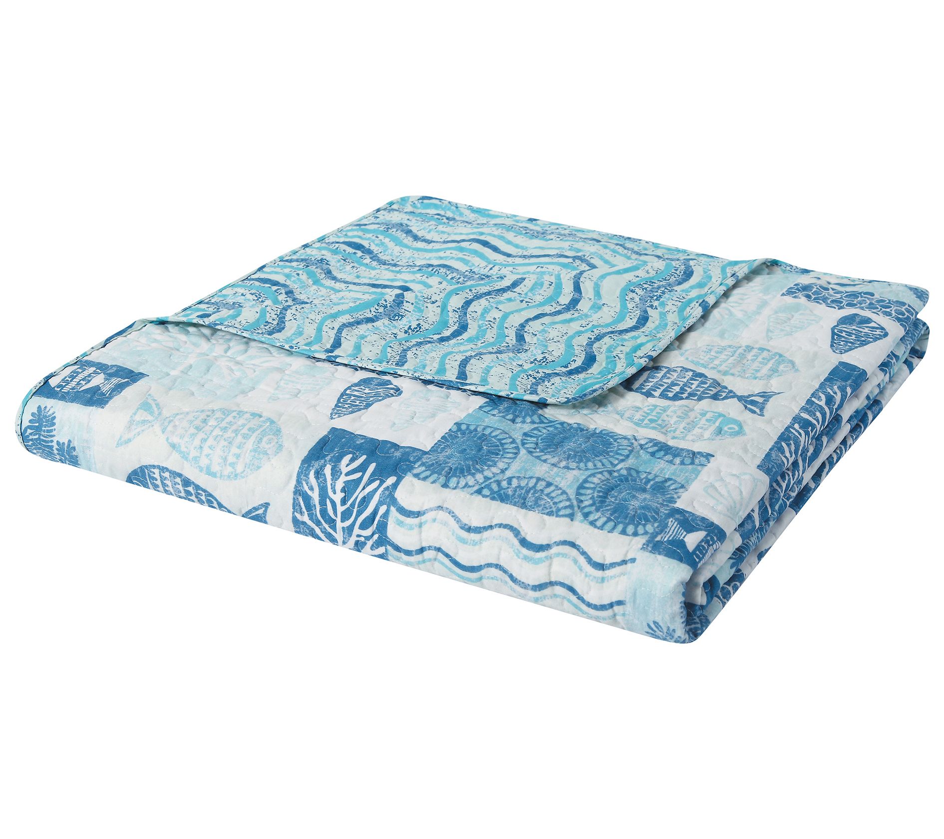 VCNY Home Patchwork Sea Life Reversible Quilt St- Full/ Queen - QVC.com