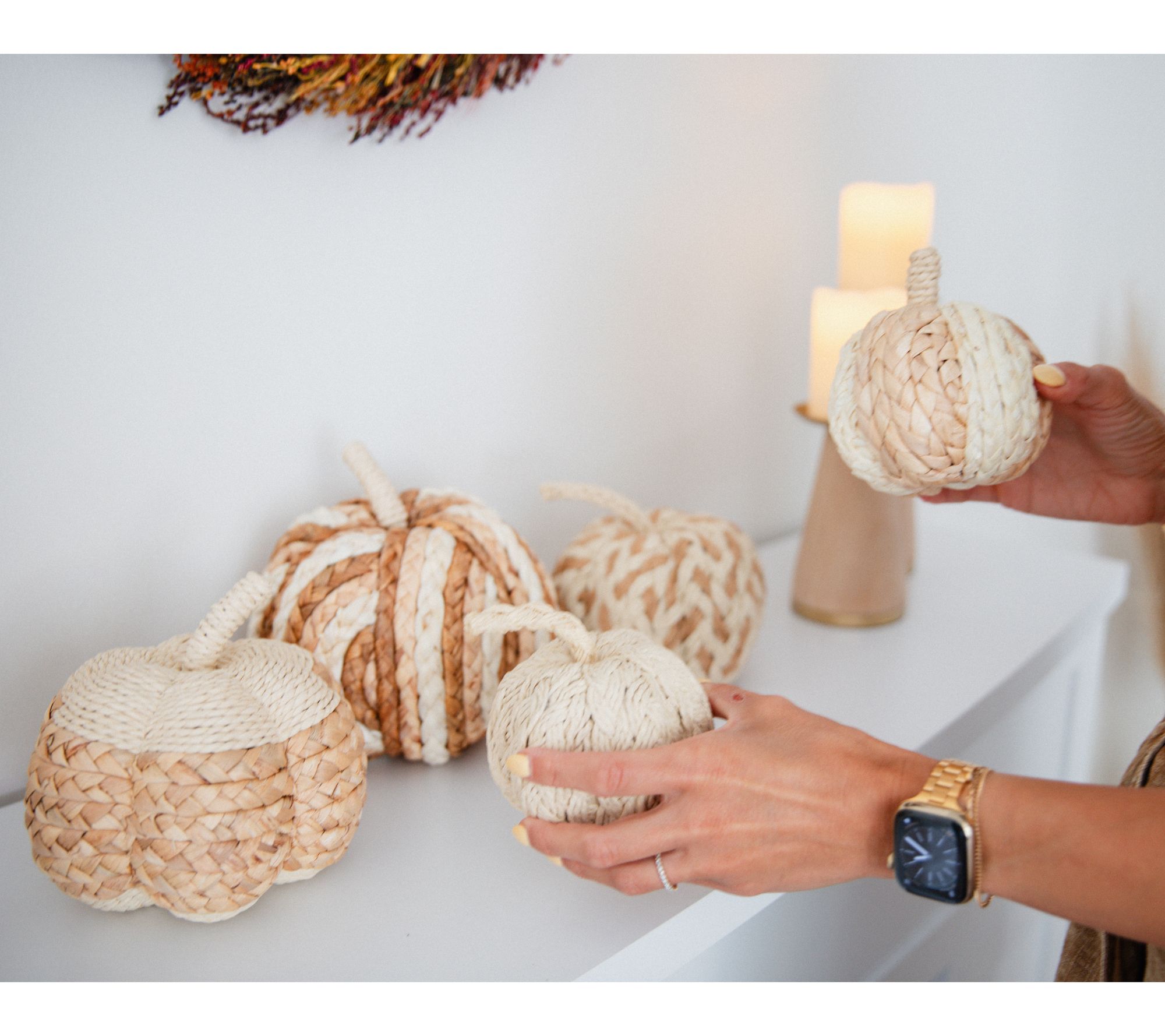 Set of 5 Assorted Size Rattan Pumpkins by Lauren McBride - QVC.com