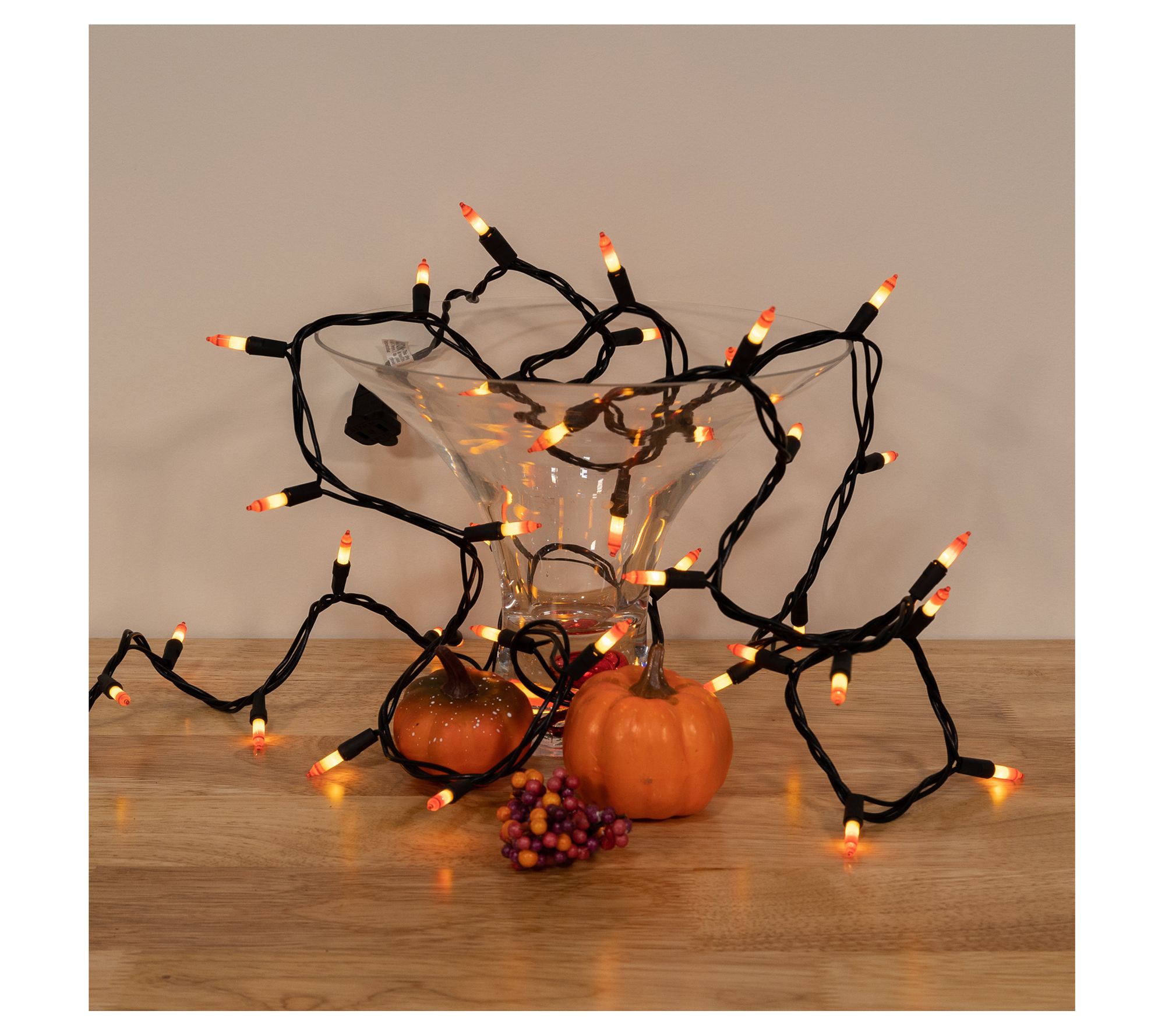 LumaBase Electric Candy Corn String Lights- 50Lights - QVC.com