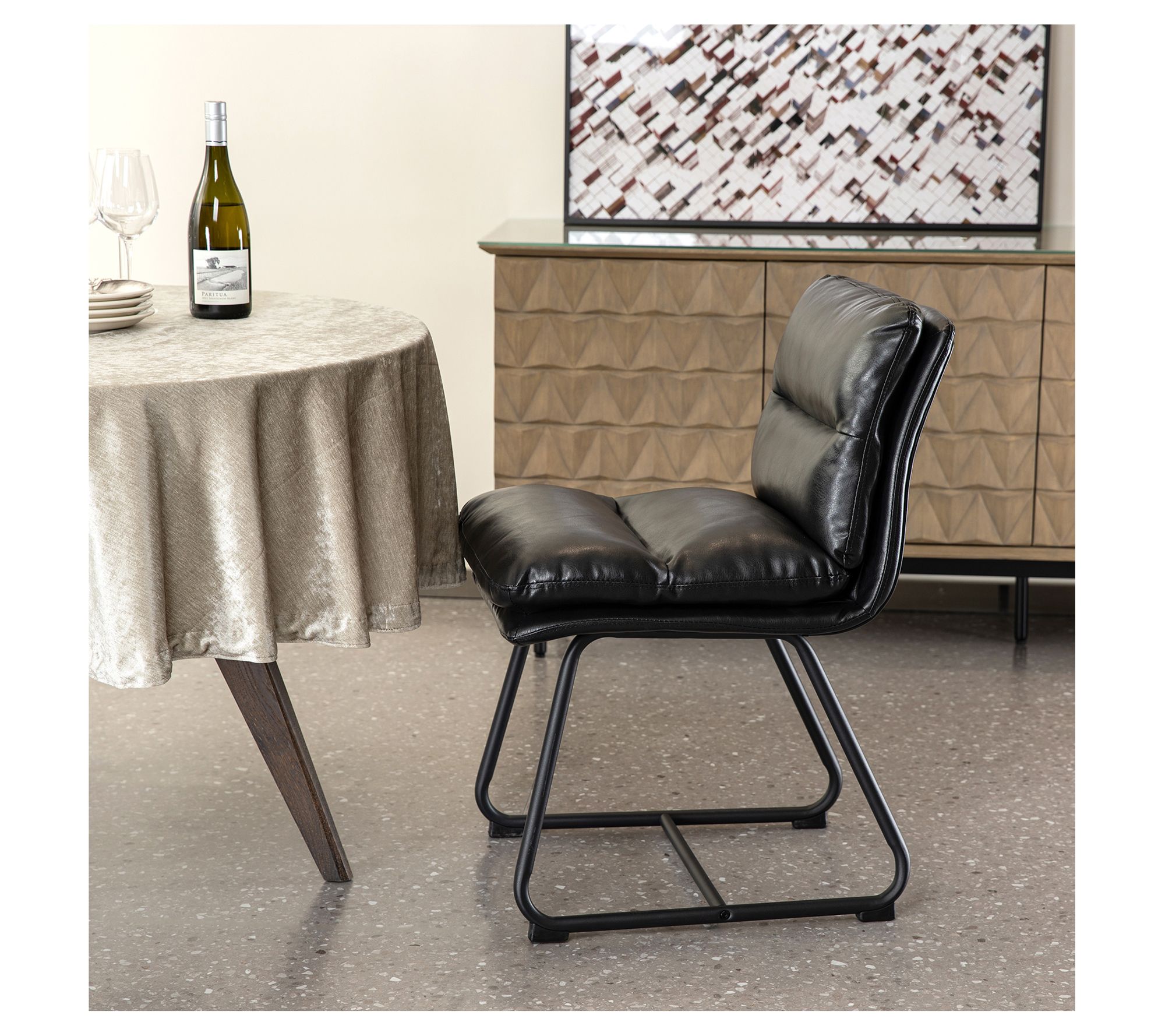 Glitzhome Channel Leatherette Dining Chairs W/Metal Legs S/2 - QVC.com