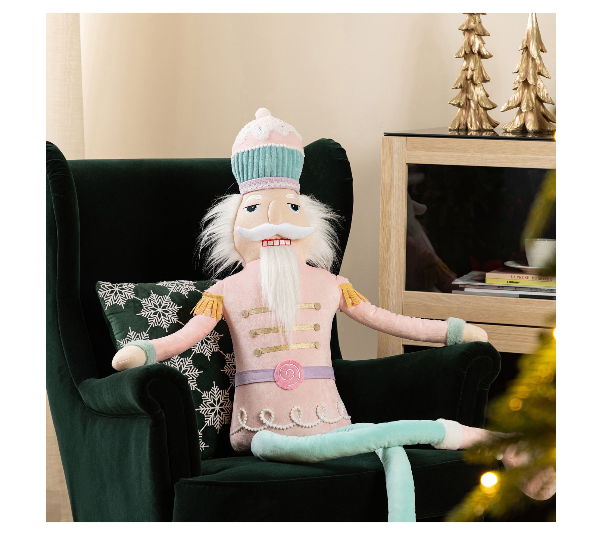 Glitzhome 60"H Christmas Extra Large Fabric Nutcracker - QVC.com