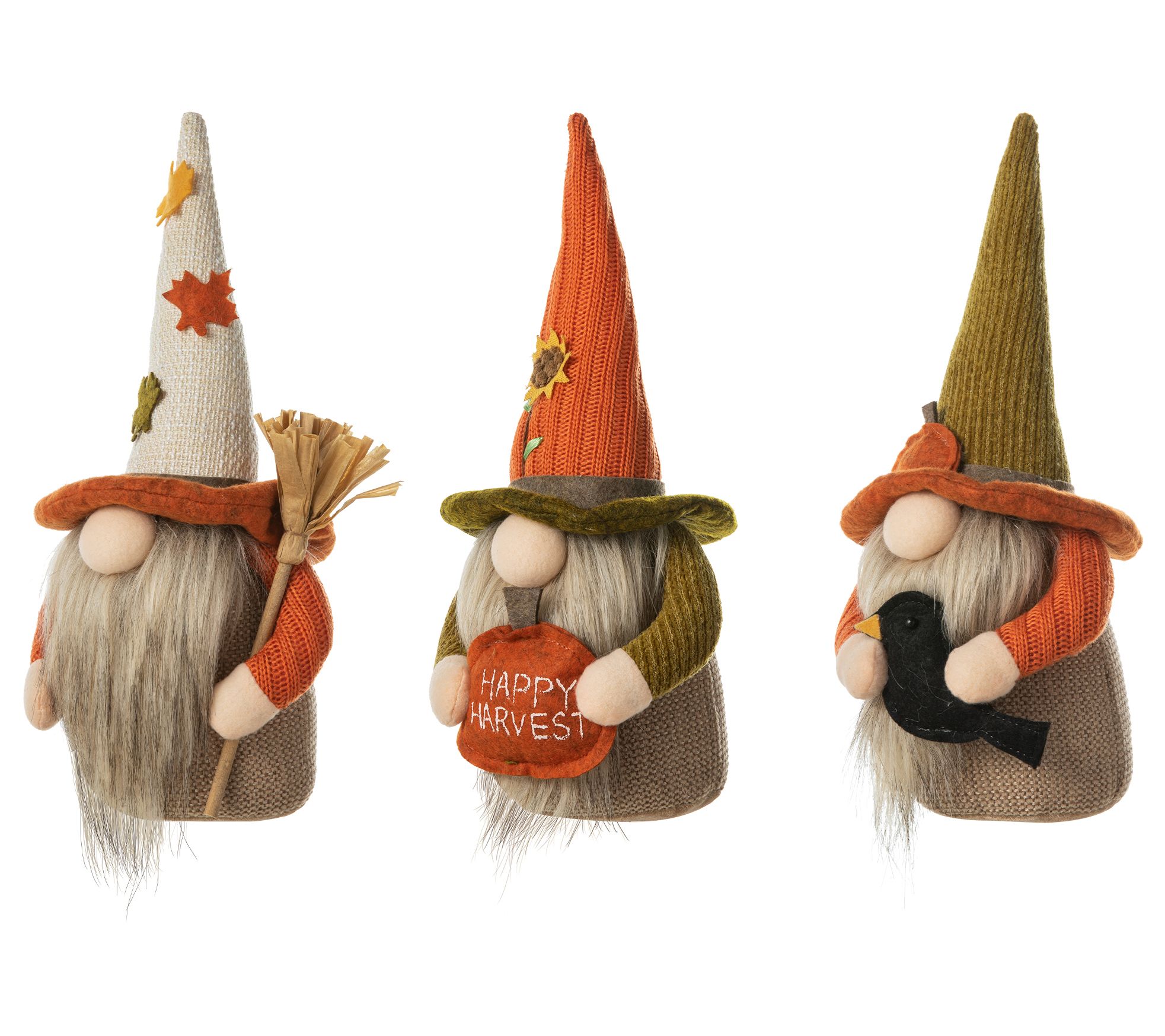 Glitzhome A Festive Gnomey Trio Set of 3 FabricGnomes - QVC.com
