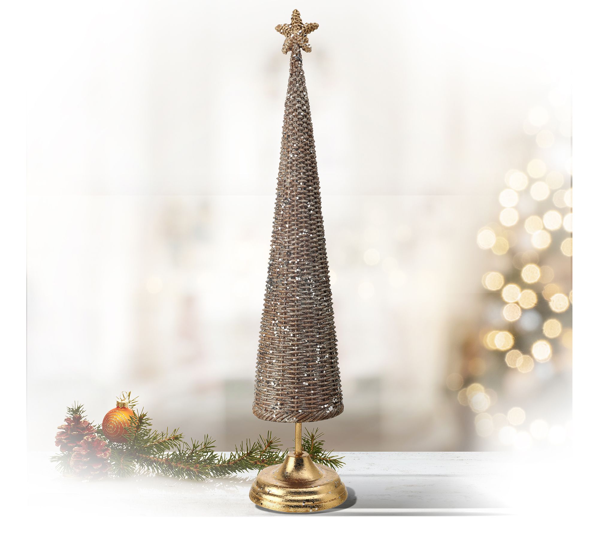 26" Resin Glitter Rattan Tree On Base by Valerie - QVC.com