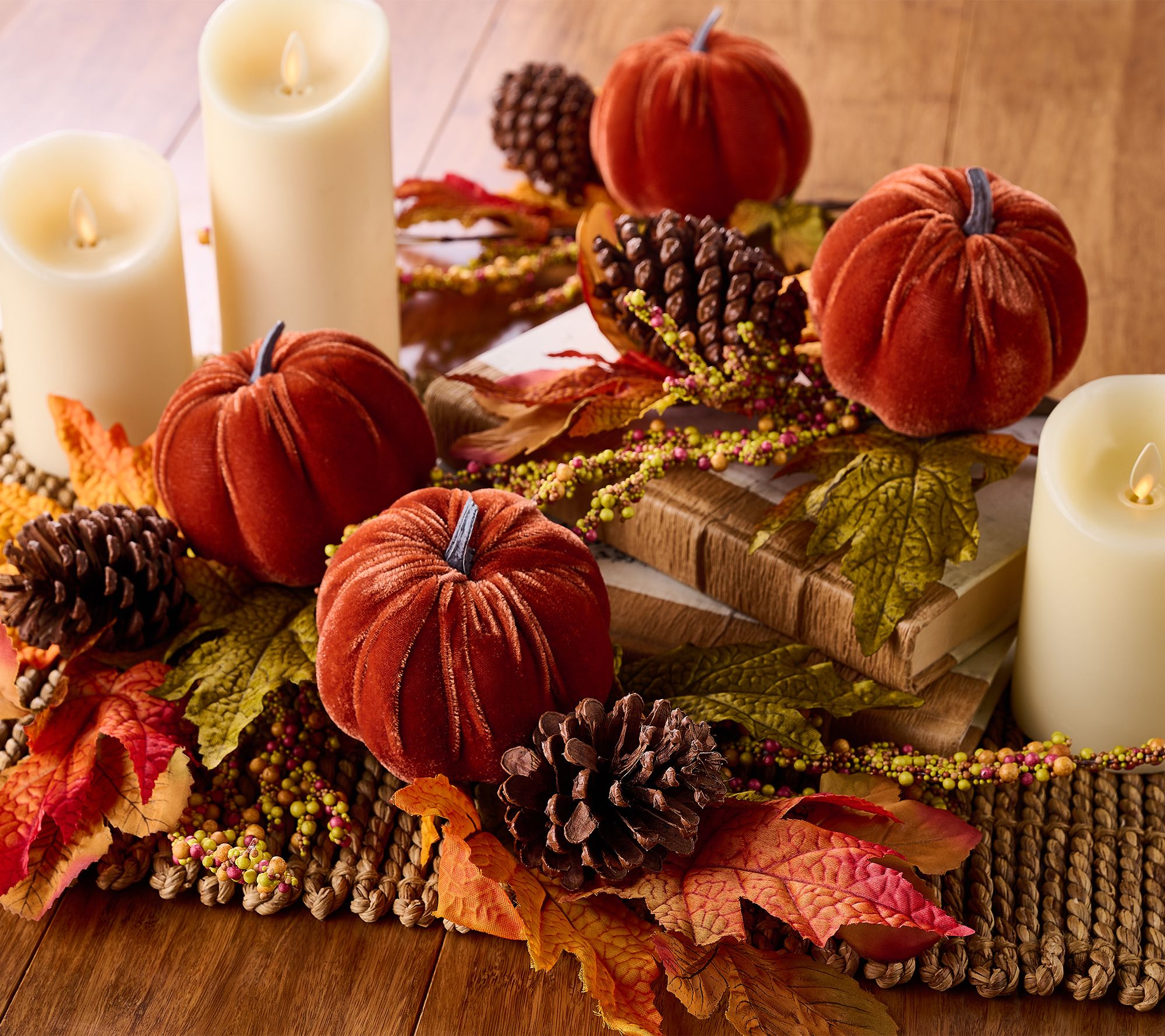 "As Is" Set of 4 Velvet Pumpkin & Maple Leaf Picks by Valerie - QVC.com