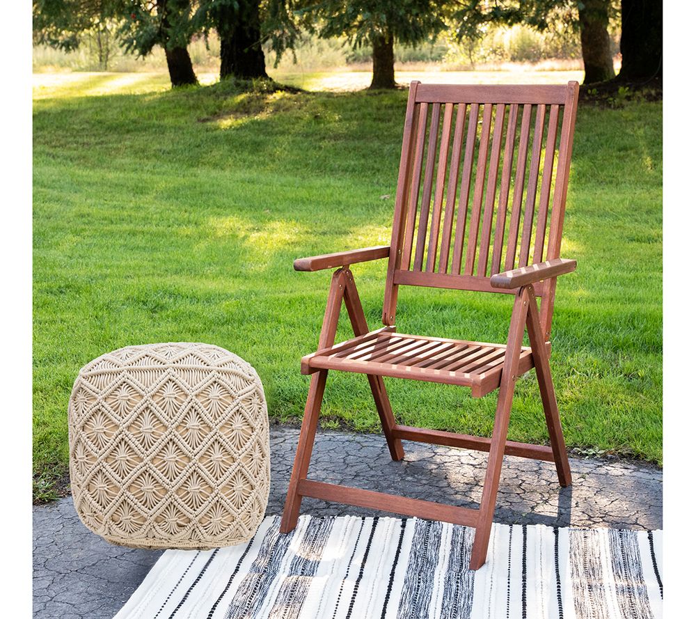 Northlight Beig e Handmade Macr ame Natural Cot ton Square Pouf - QVC.com