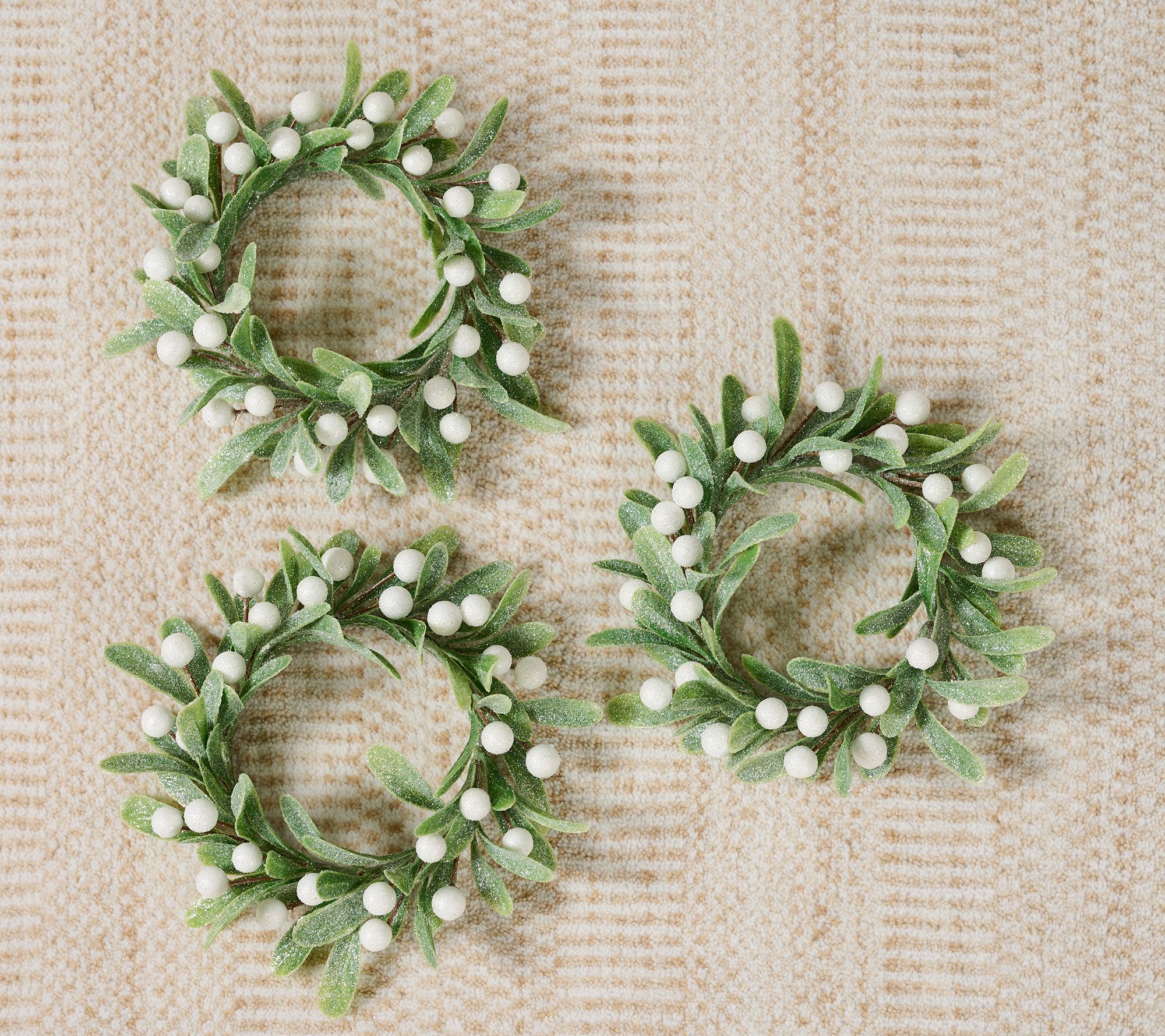 "As Is" Set of 3 Berry and Mistletoe Rings by Valerie - QVC.com