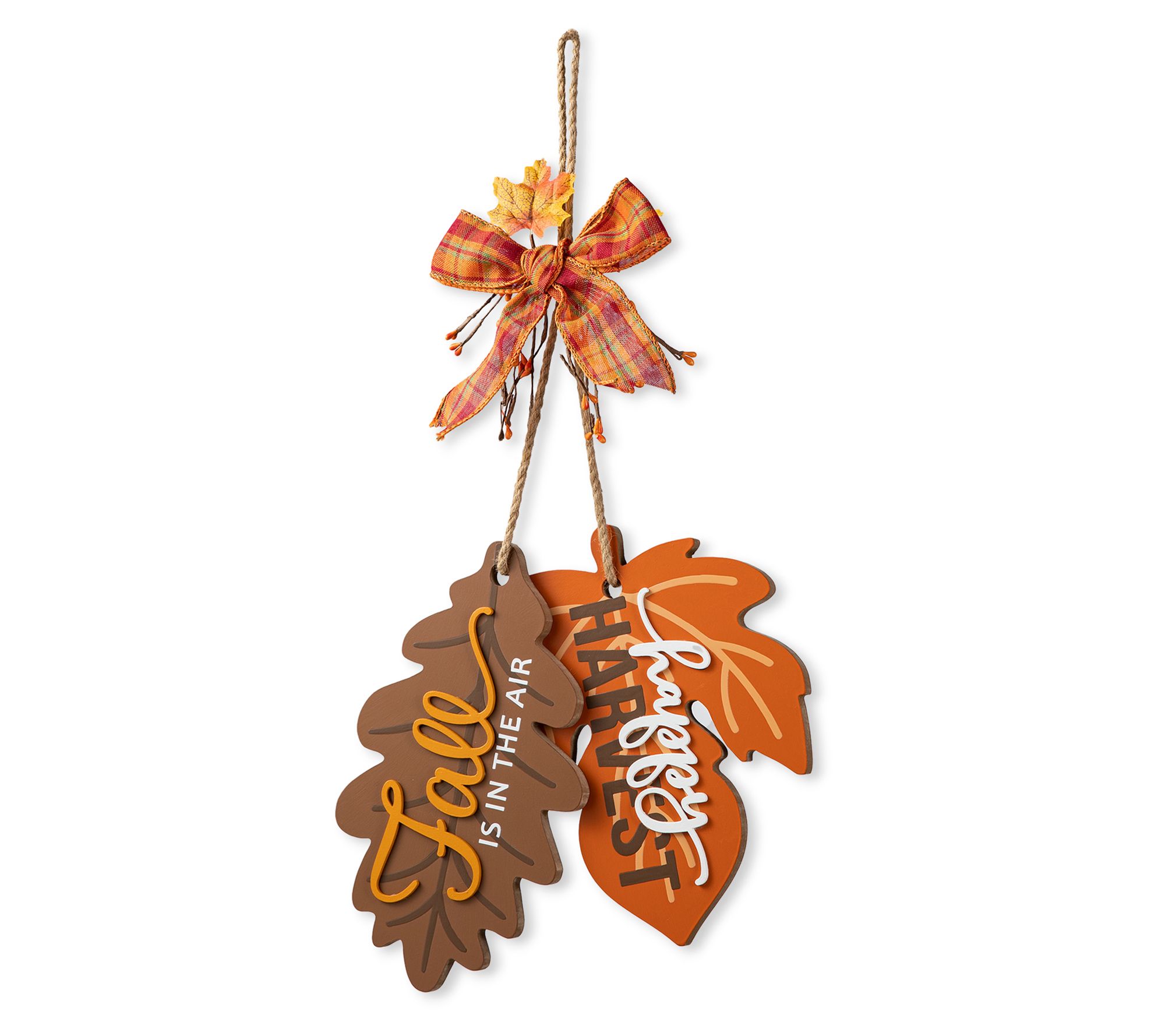 Glitzhome 24.5"H Fall Maple Leaves with BowknotDoor Hanger - QVC.com