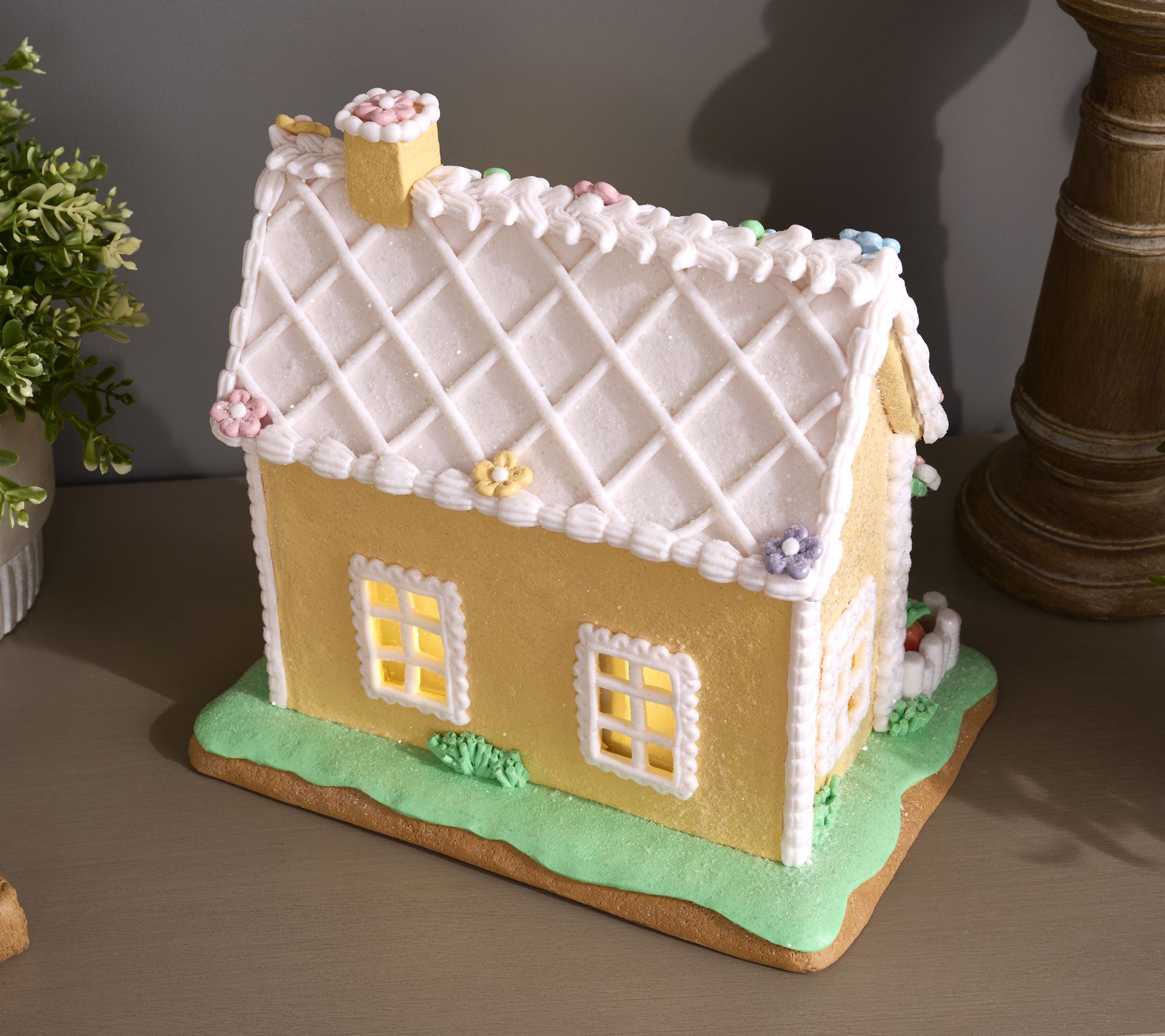 Illuminated Gingerbread Easter House with Bunny by Valerie - QVC.com