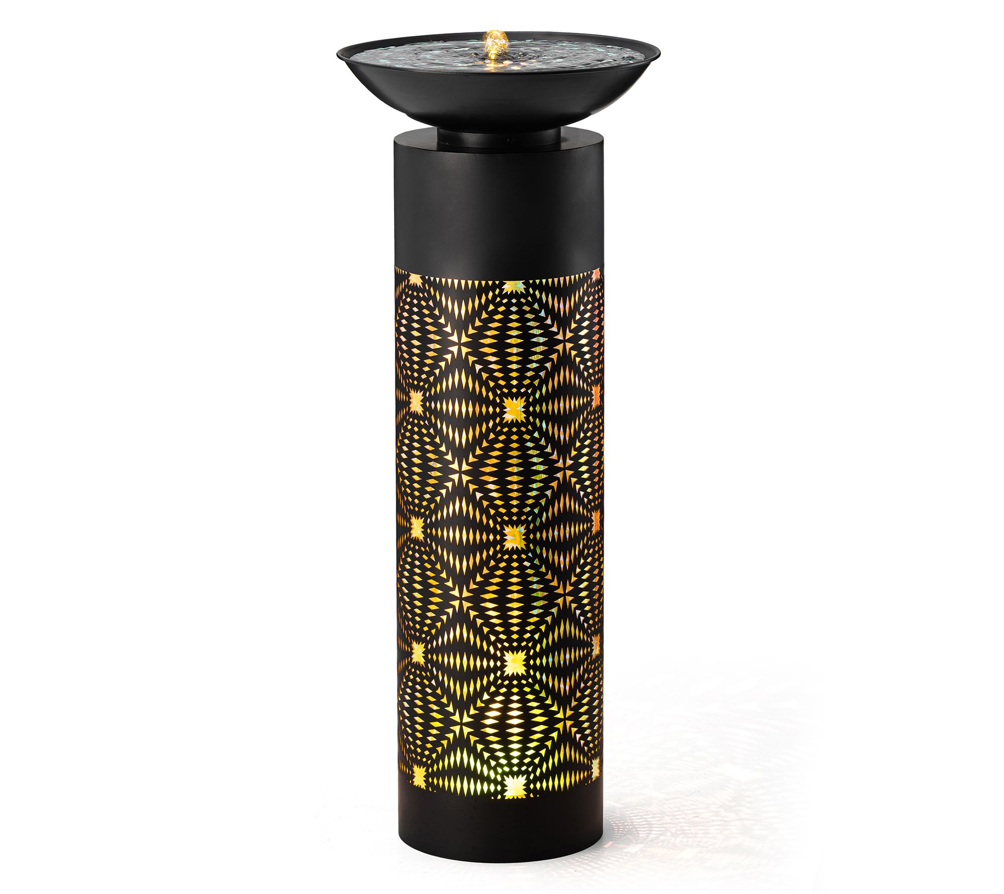 Glitzhome 36" Large LED Lit Cutout Pattern Outdoor Fountain - QVC.com